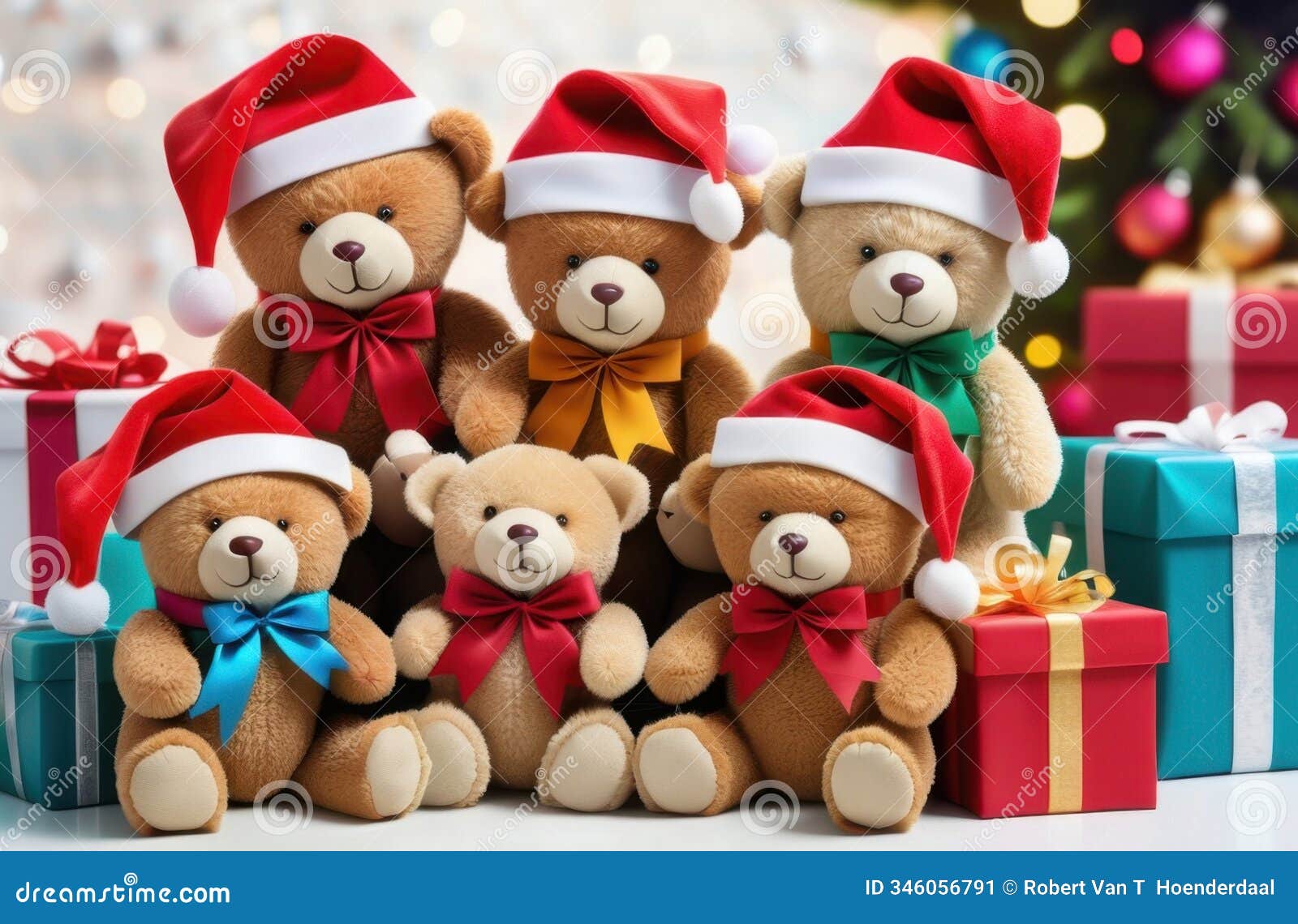 Teddy Bears in a Christmas Scene at 20-11-2024 Stock Illustration ...