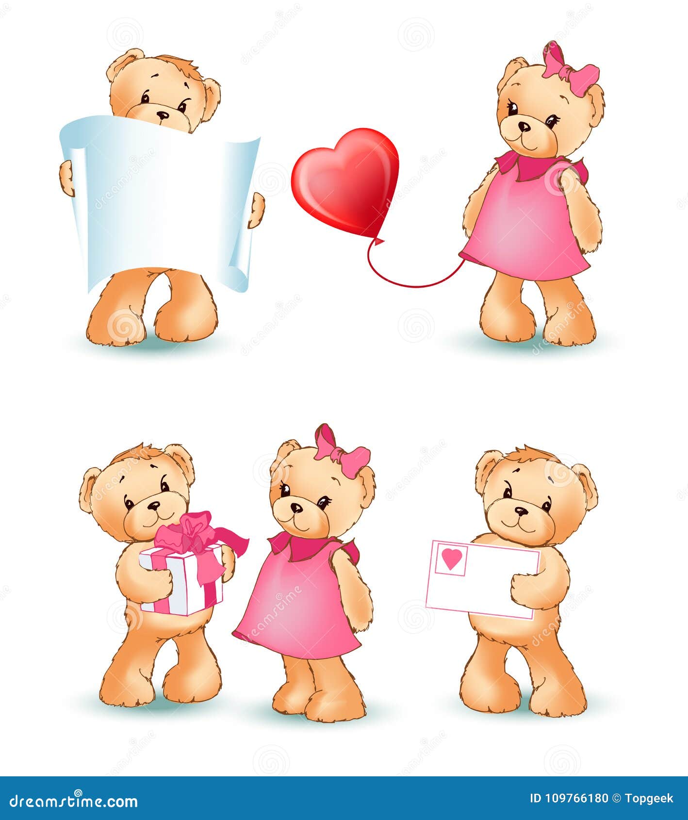 Teddy Bears Collection Love Vector Illustration Stock Vector