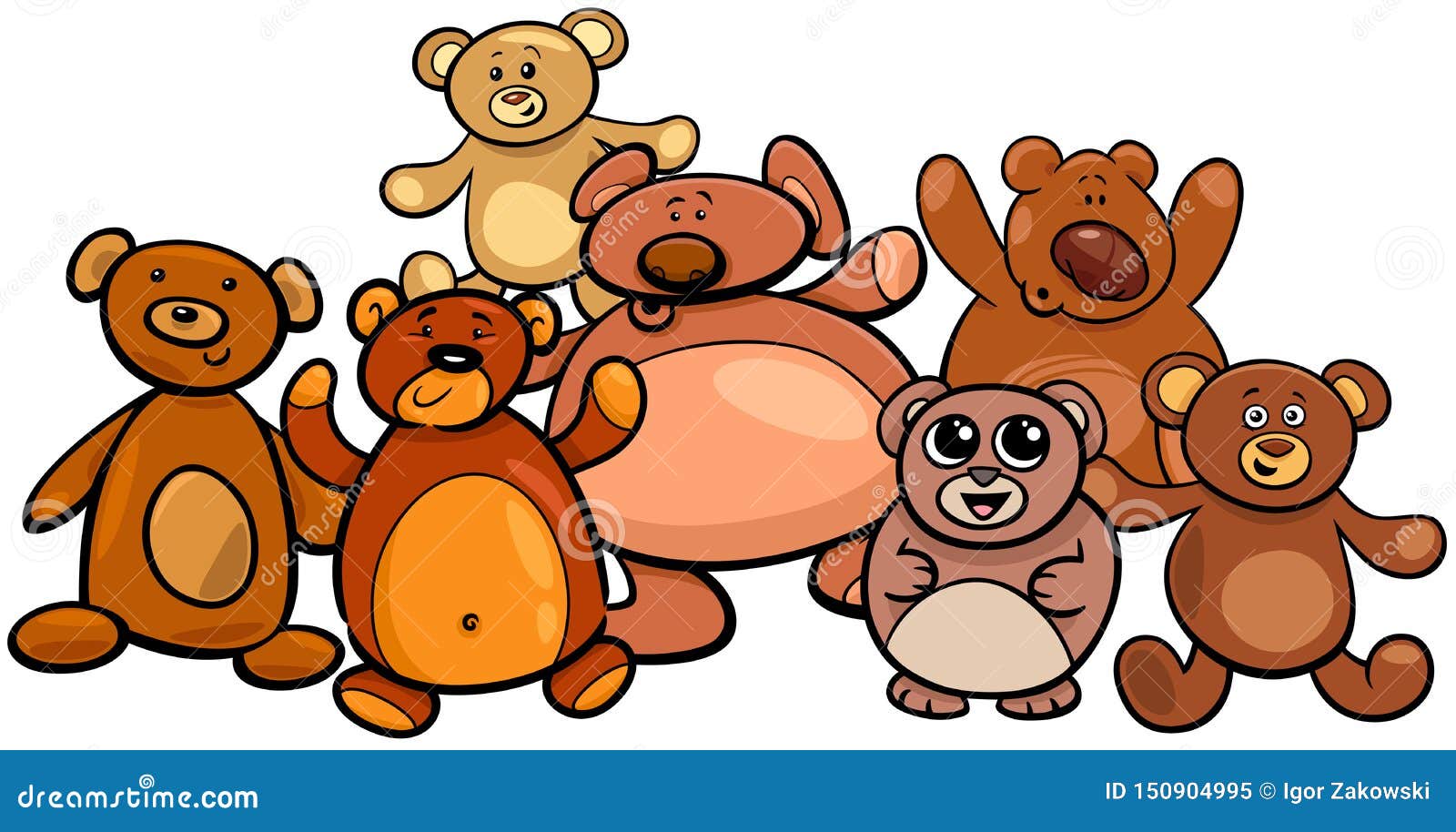 Teddy Bears Group Cartoon Illustration Stock Vector - Illustration of ...