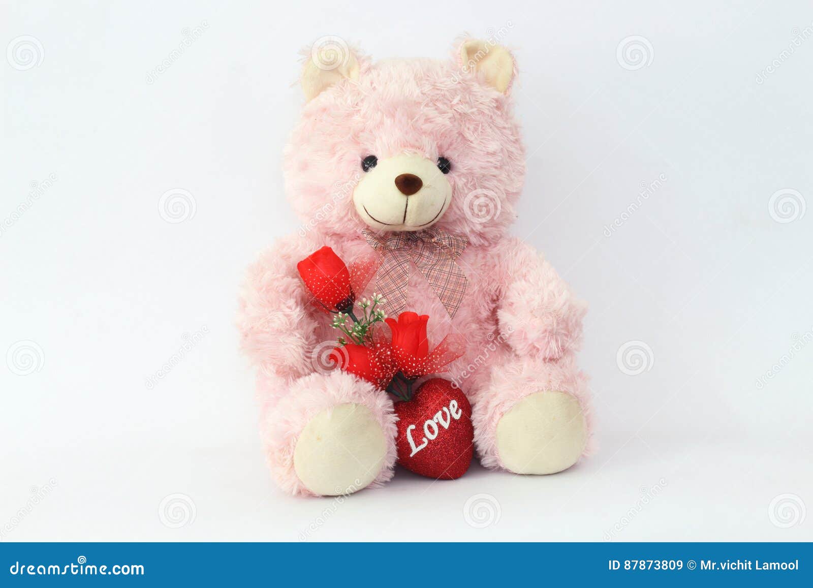 Teddy Bears, Pink and Red Roses. Stock Image - Image of isolated, bear ...