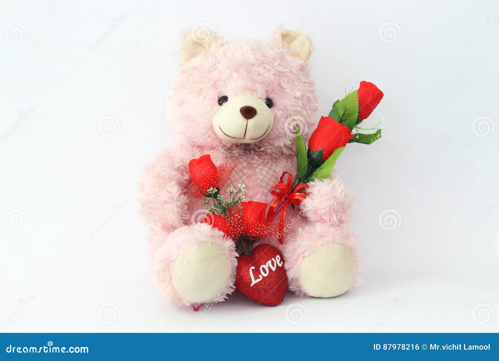 Teddy Bears, Pink and Red Roses. Stock Photo - Image of celebration ...