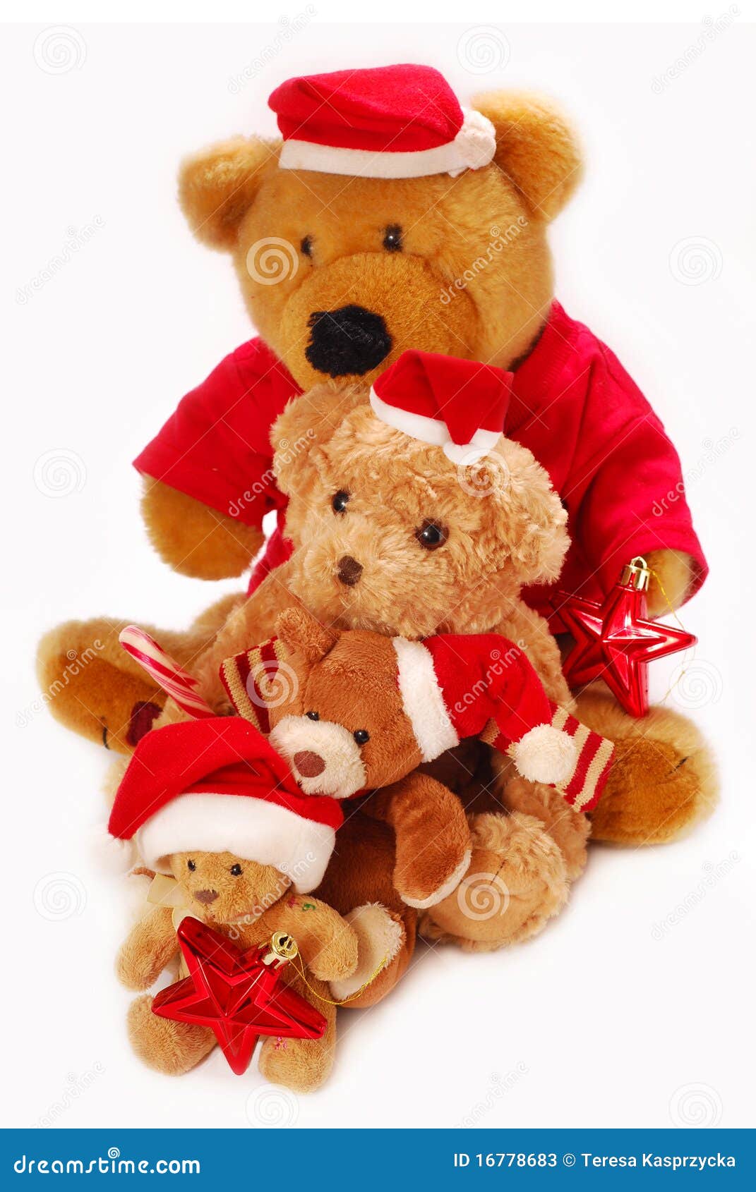 Teddy bears in santa hat stock image. Image of cloth - 16778683