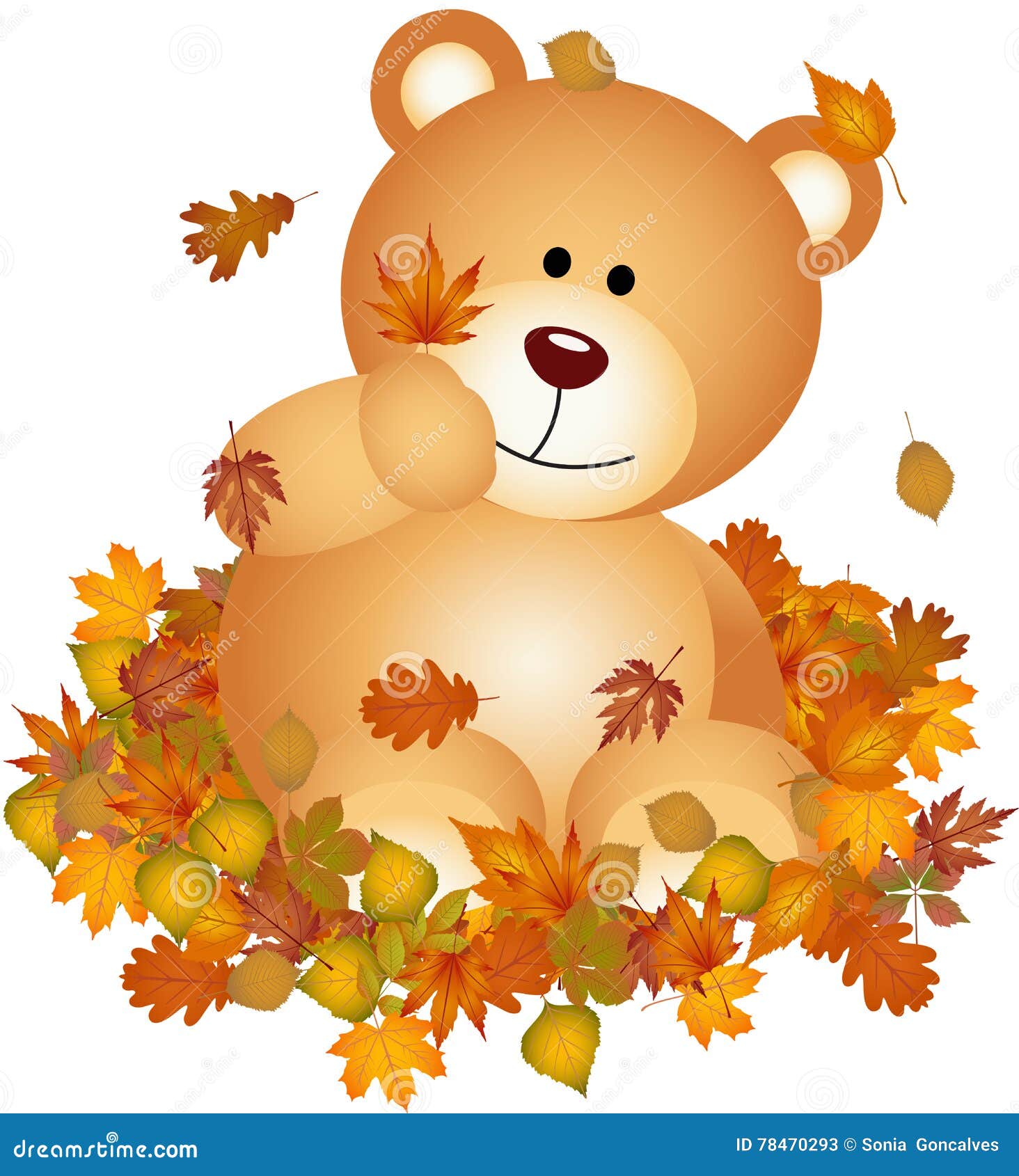 Teddy Bears on Set Fall Leaves Stock Vector - Illustration of ...