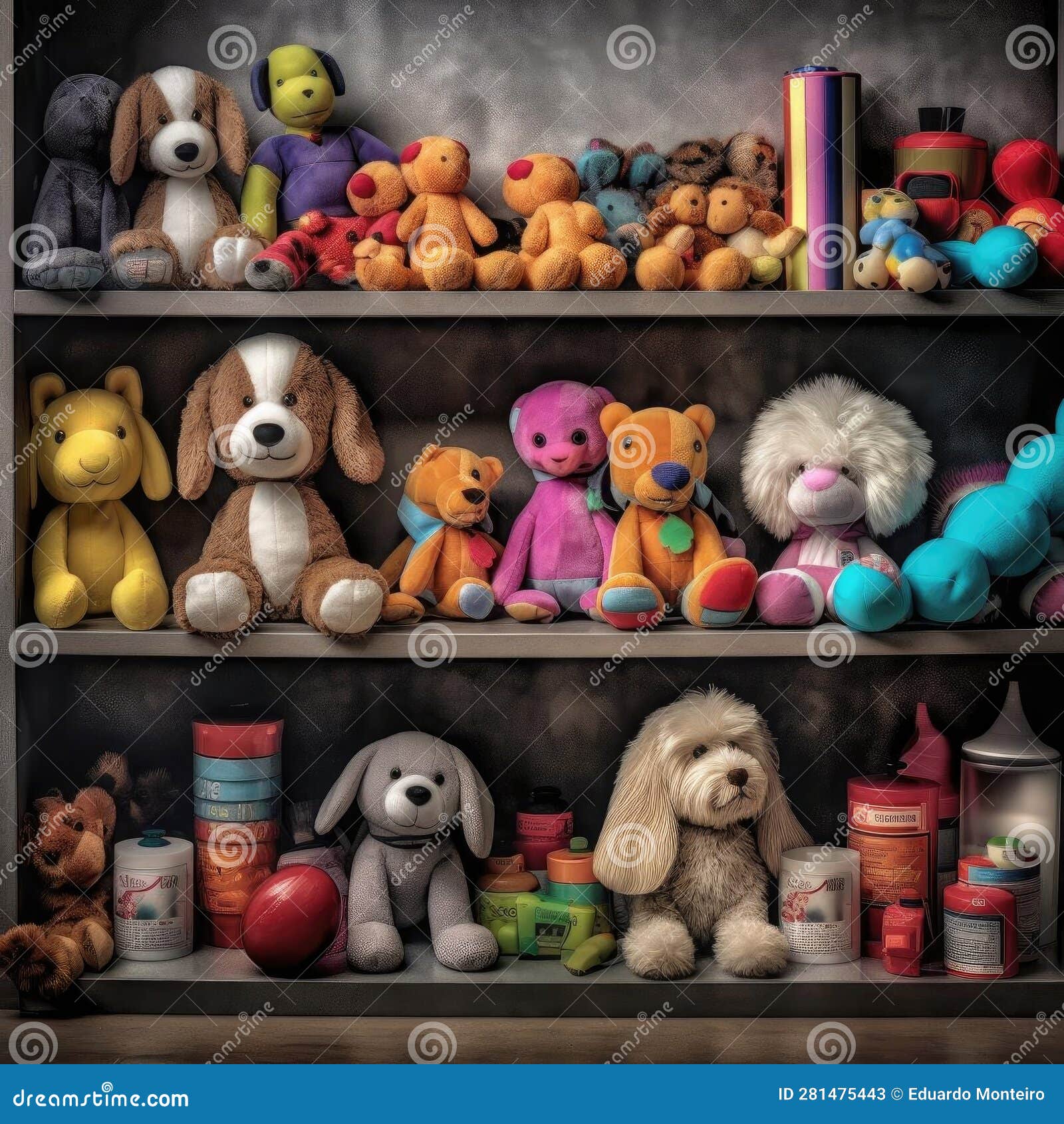 Teddy Bears on a Shelf in a Toy Store Stock Illustration - Illustration ...