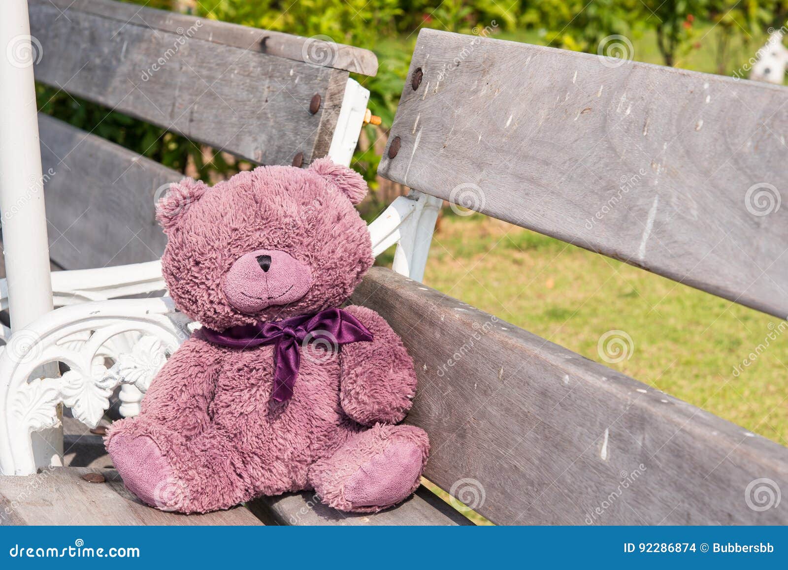 Teddy Bears Sitting on a Wooden Chair. Stock Photo - Image of soft ...