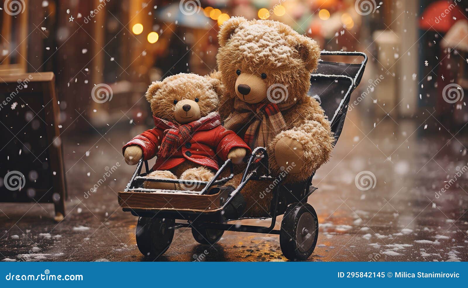 Teddy Bears in Winter: a Snowy and Festive Scene Stock Illustration ...