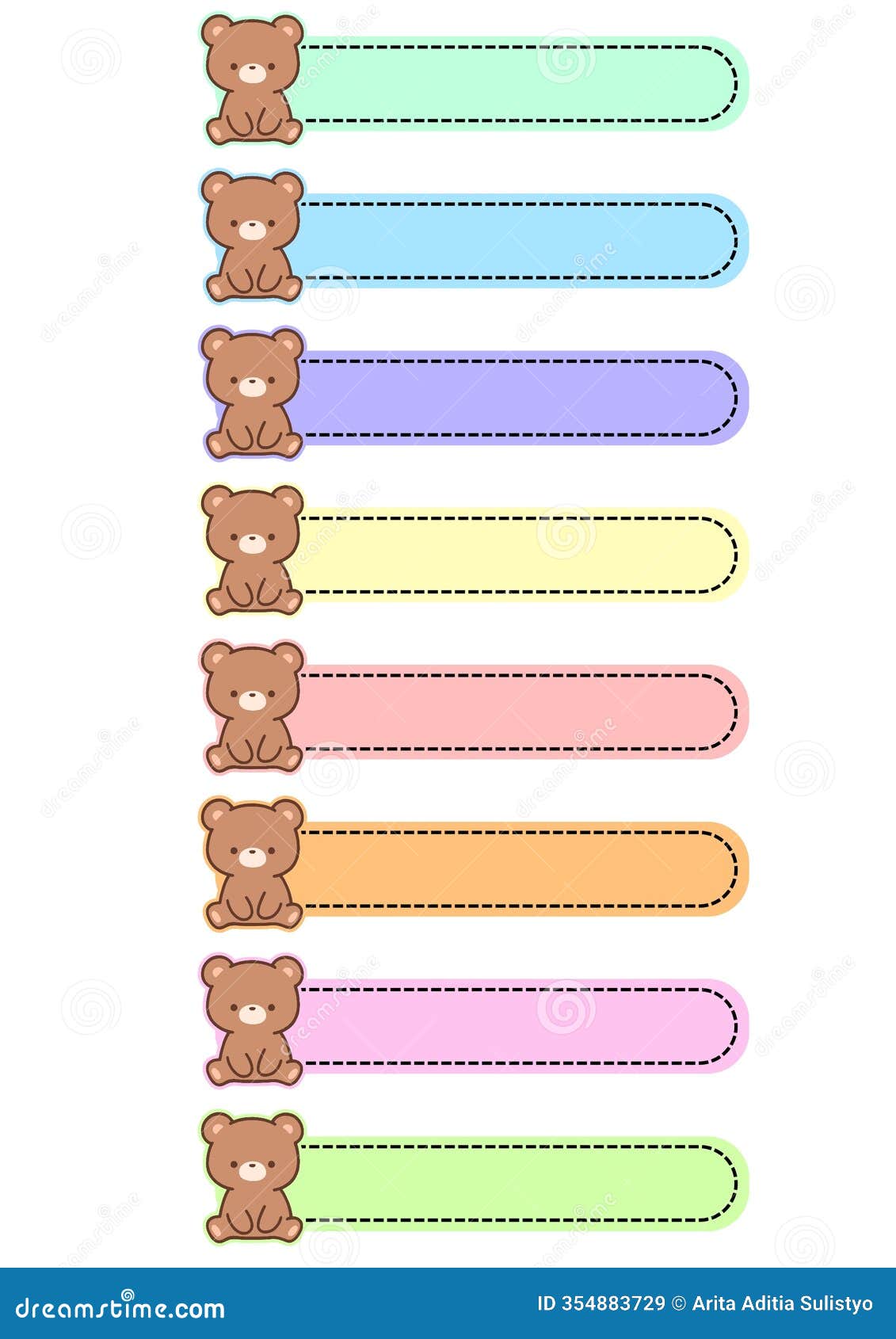 Teddy Customizable and Printable Name Label Sticker for Books and Other ...