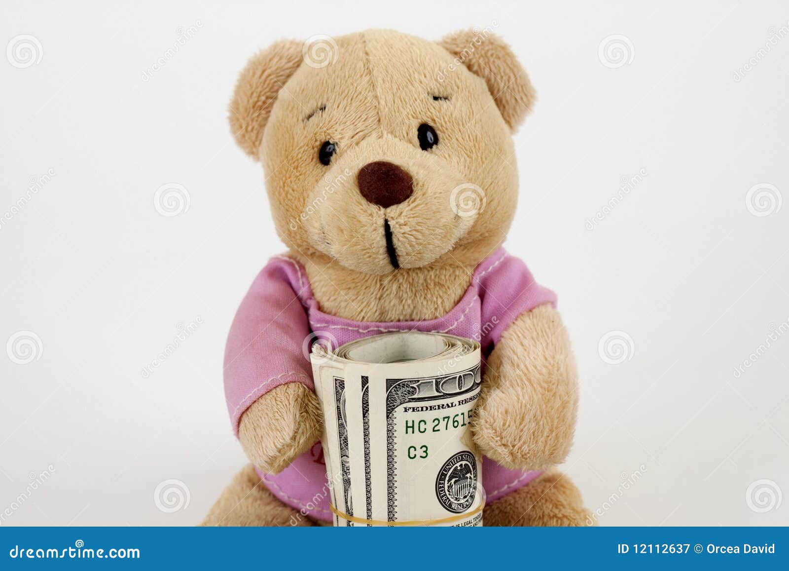 Teddy en geld stock afbeelding. Image of kinderjaren - 12112637
