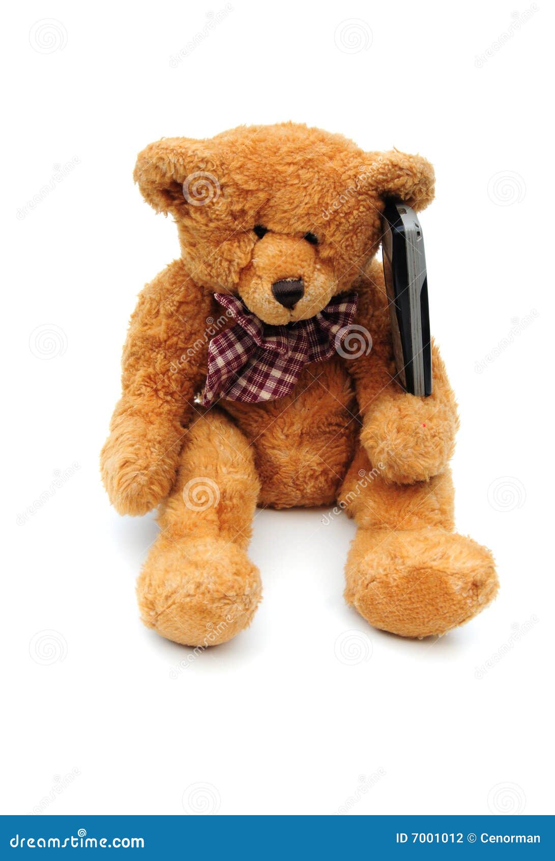 Teddy on a mobile phone stock photo. Image of mobile, adorable - 7001012