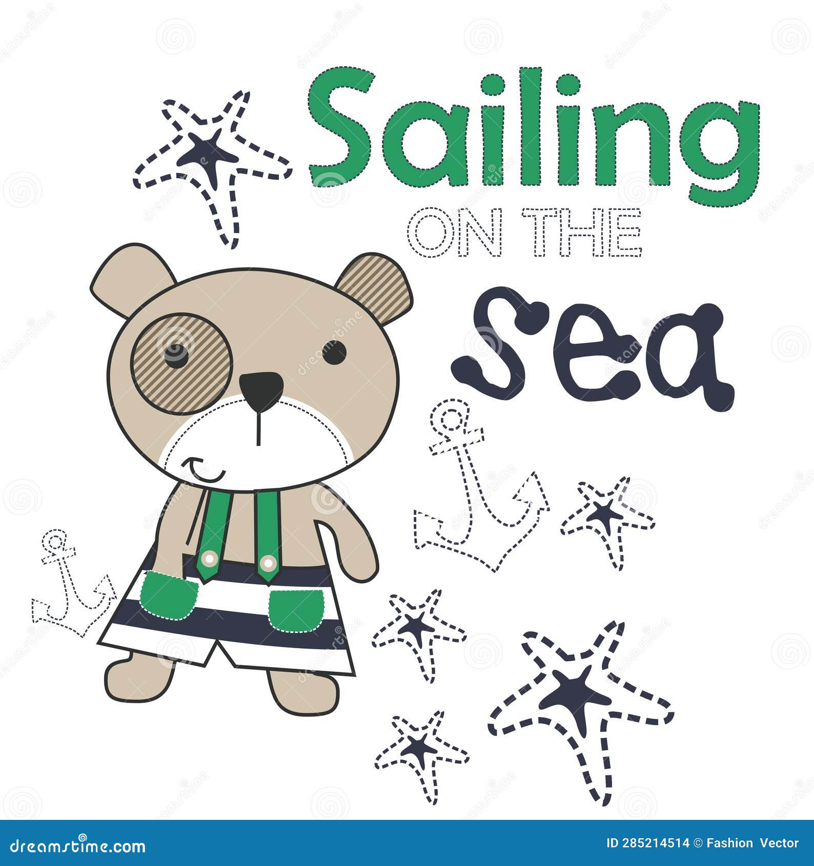 Teddy sea print vector art stock vector. Illustration of happy - 285214514