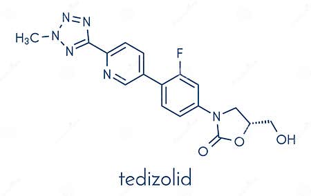 Tedizolid Antibacterial Drug Molecule. Skeletal Formula. Stock Vector ...