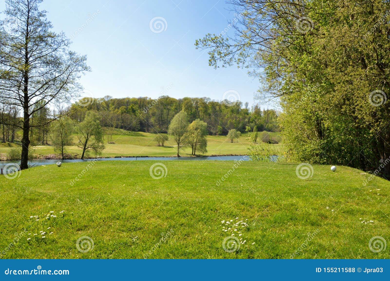 Tee box on a golf course stock photo. Image of nature - 155211588