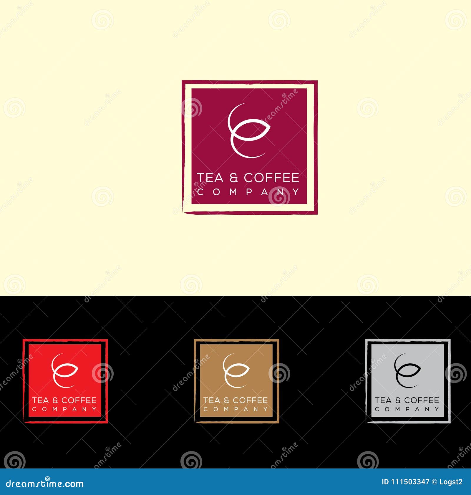 Tee and Coffee Vector Logo. Cafe Emblem Stock Vector - Illustration of ...