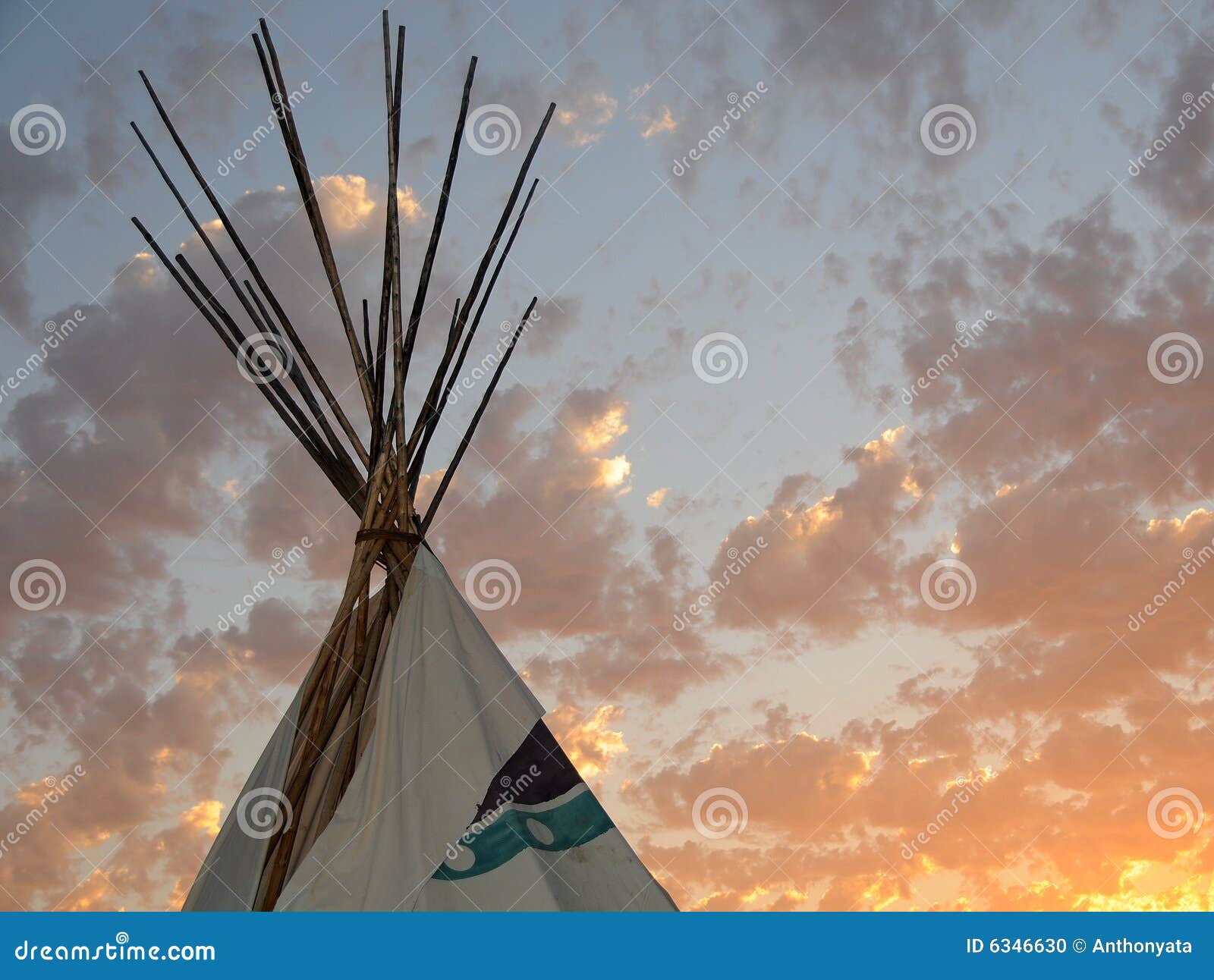 Tee Pee Shelter during Sunset Stock Photo - Image of artistic, american ...