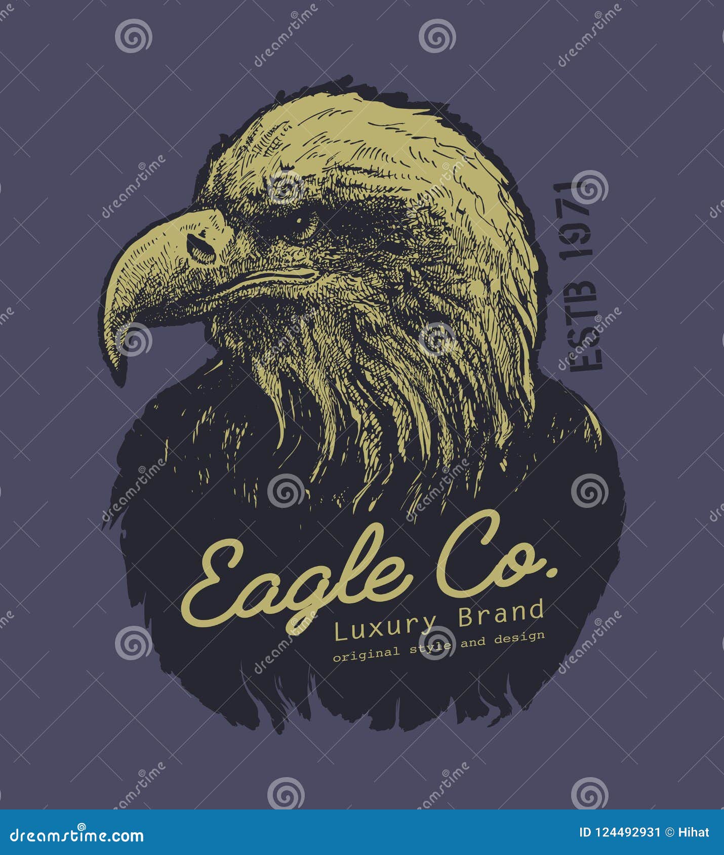 Tee Print Design with Eagle Drawing Stock Vector - Illustration of ...