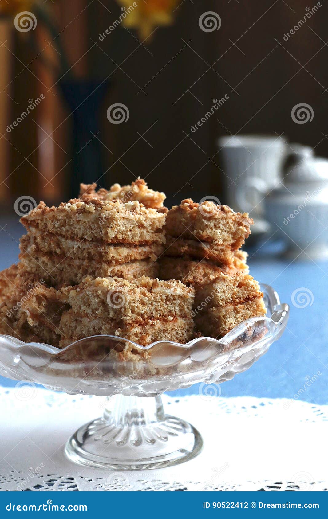 Tee time with cake stock photo. Image of table, decoration - 90522412
