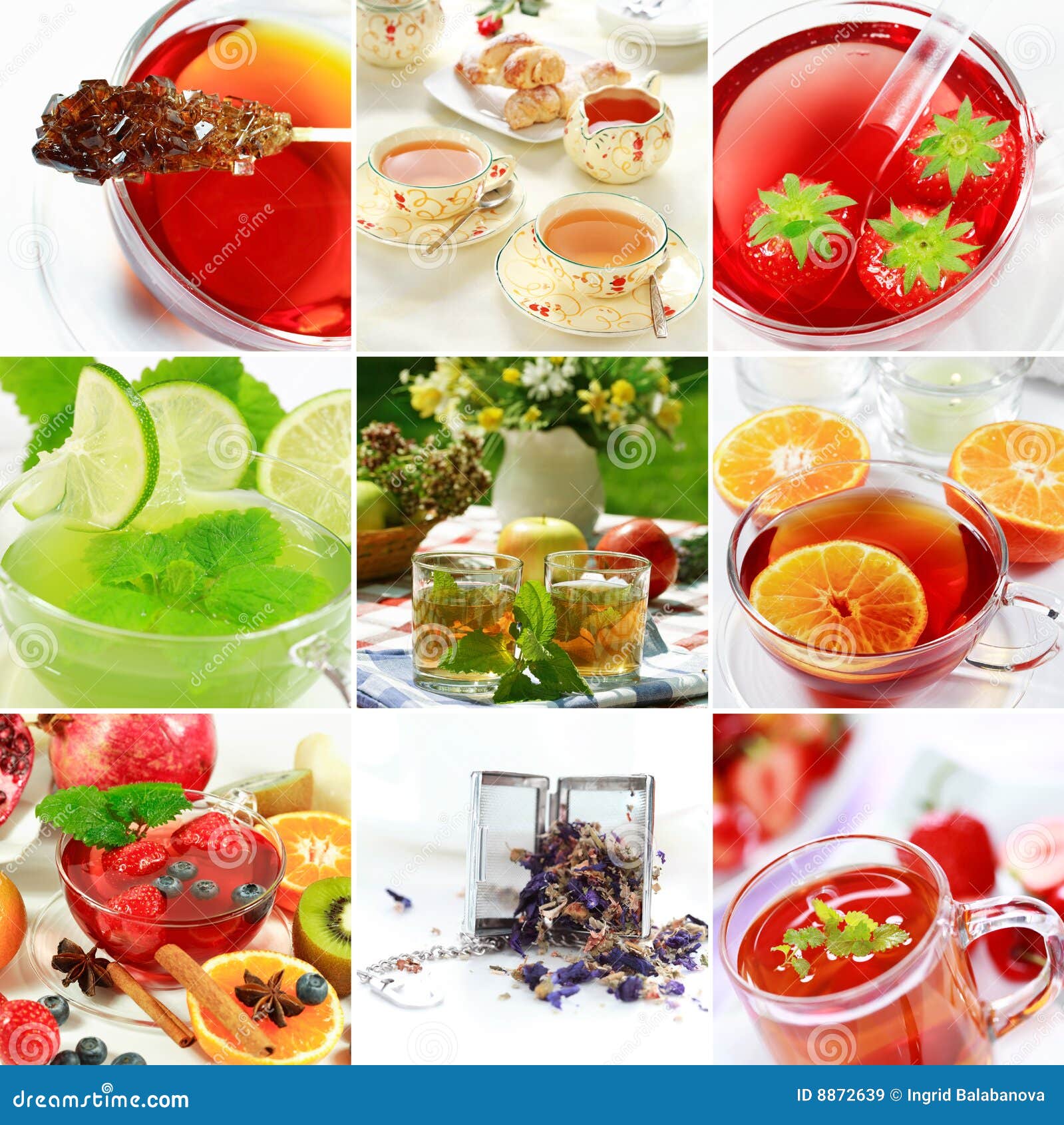 Teecollage stockbild. Bild von kräuter, früchte, gesund - 8872639