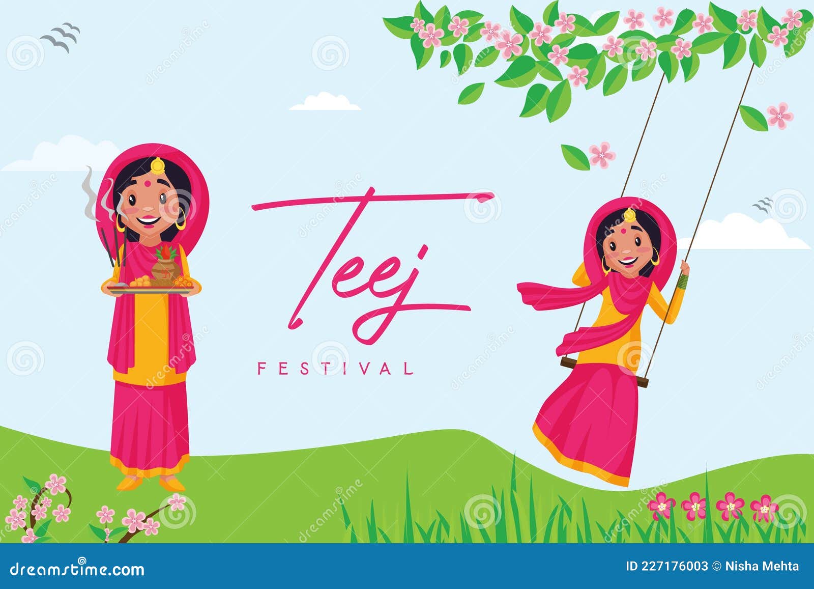 Banner Design of Indian Festival Happy Haryali Teej Stock Vector ...