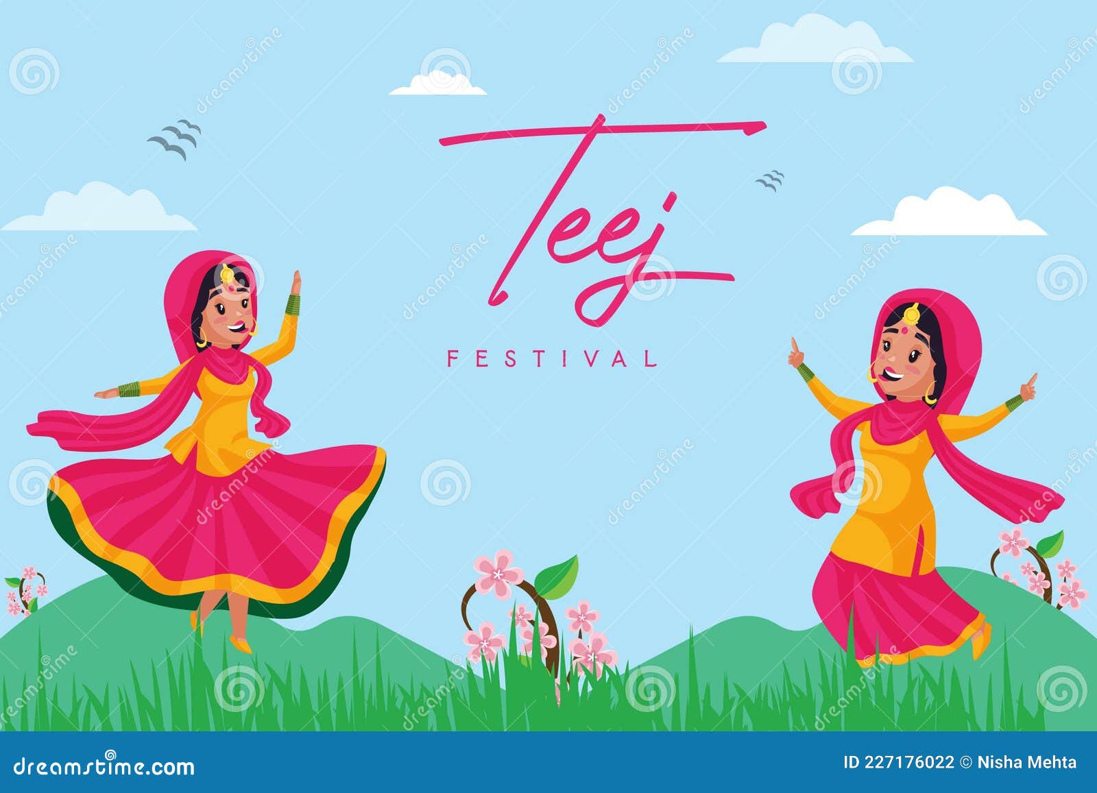 Banner Design of Happy Haryali Teej Festival Stock Vector ...