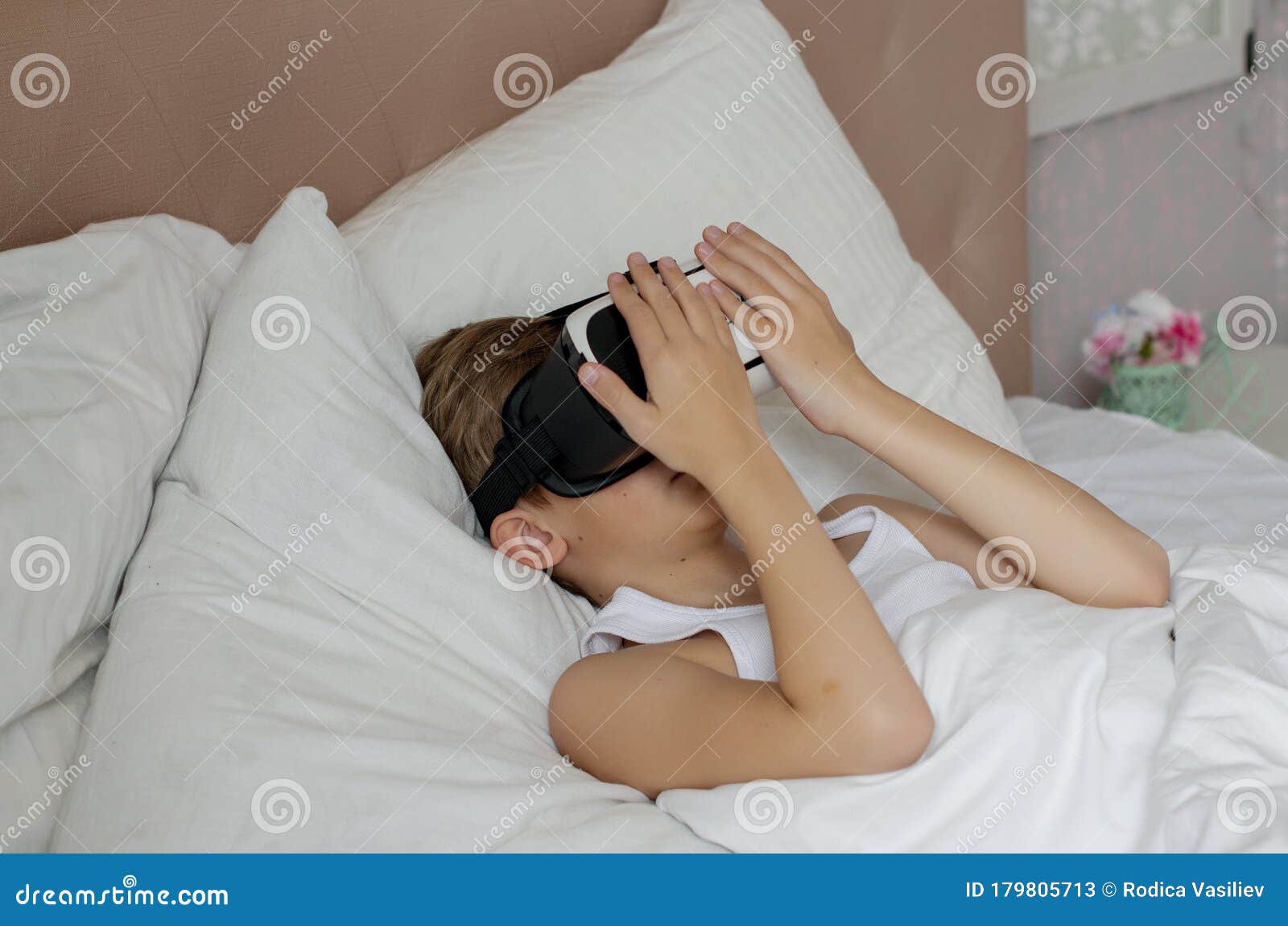 Discover Virtual Reality. Kid Boy Wear Vr Glasses Pink Background ... Discover Virtual Reality. Kid Boy Wear Vr Glasses Pink Background ...