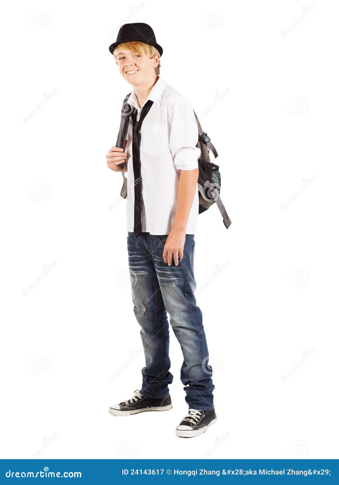 Teen boy with backpack stock image. Image of cutout, portrait - 24143617