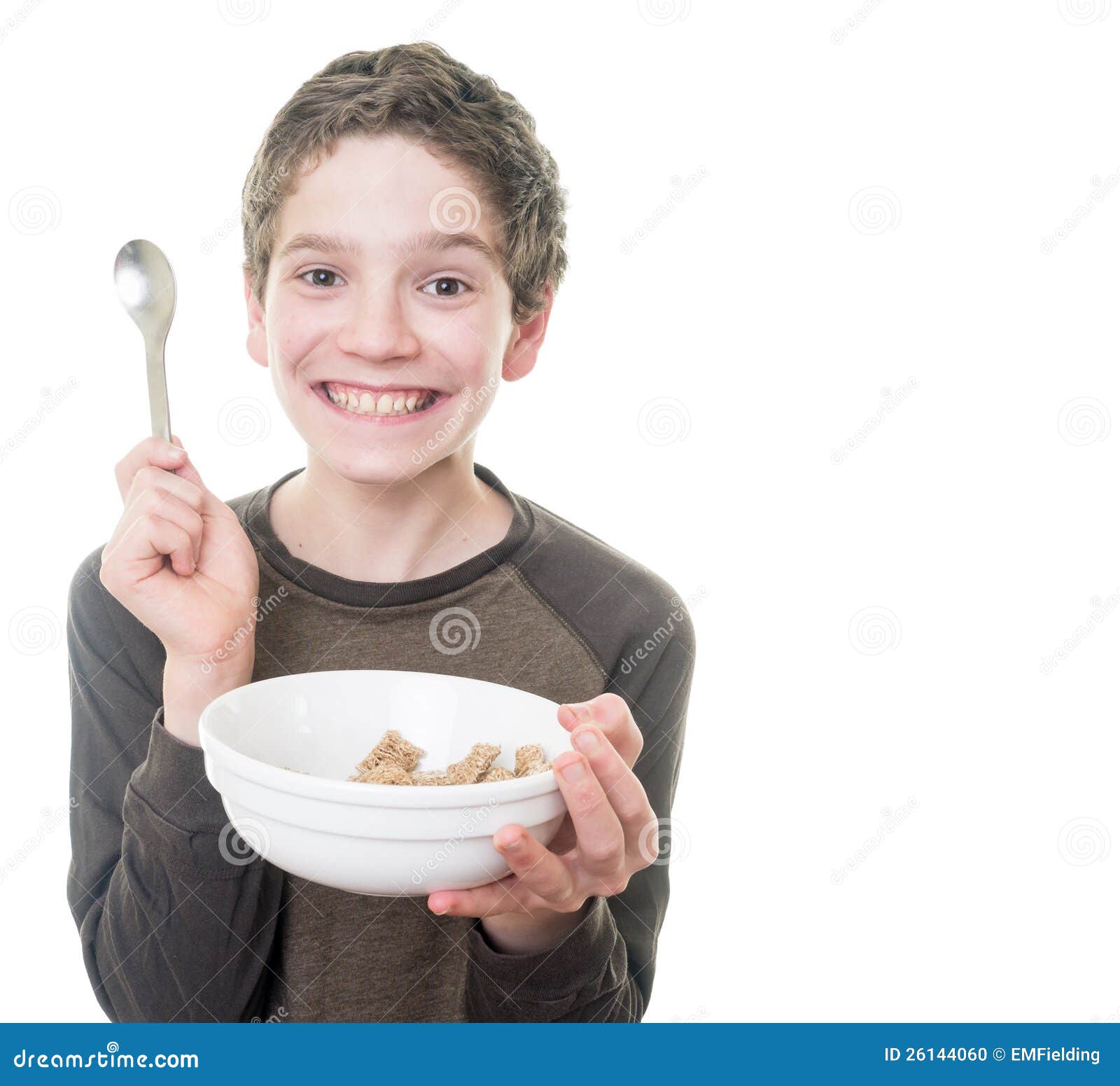 Teen Boy with Breakfast Cereal Stock Photo - Image of boys, excited ...