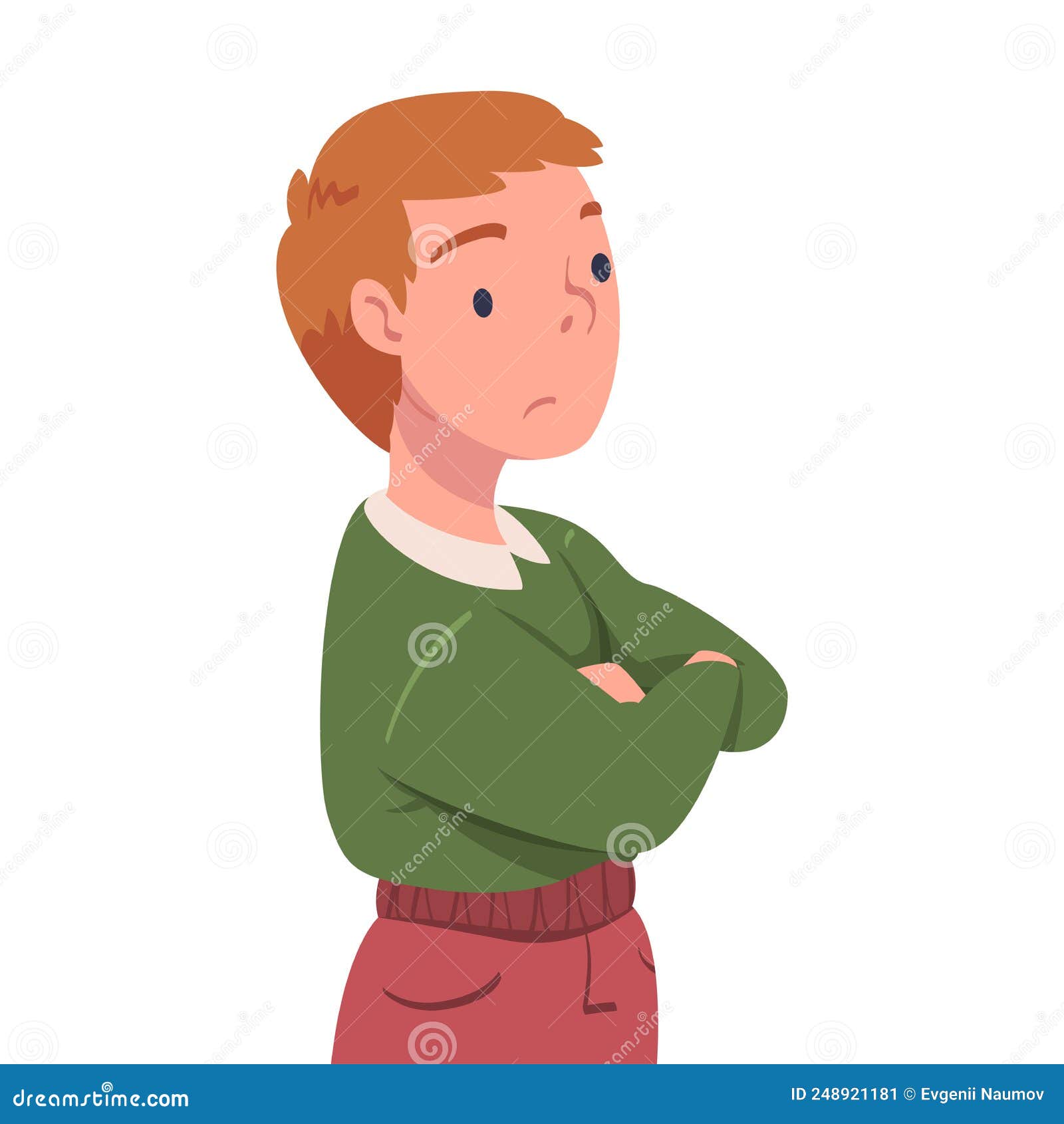 Teen Boy with Grumpy Face and Folded Arms Having Problematic ...