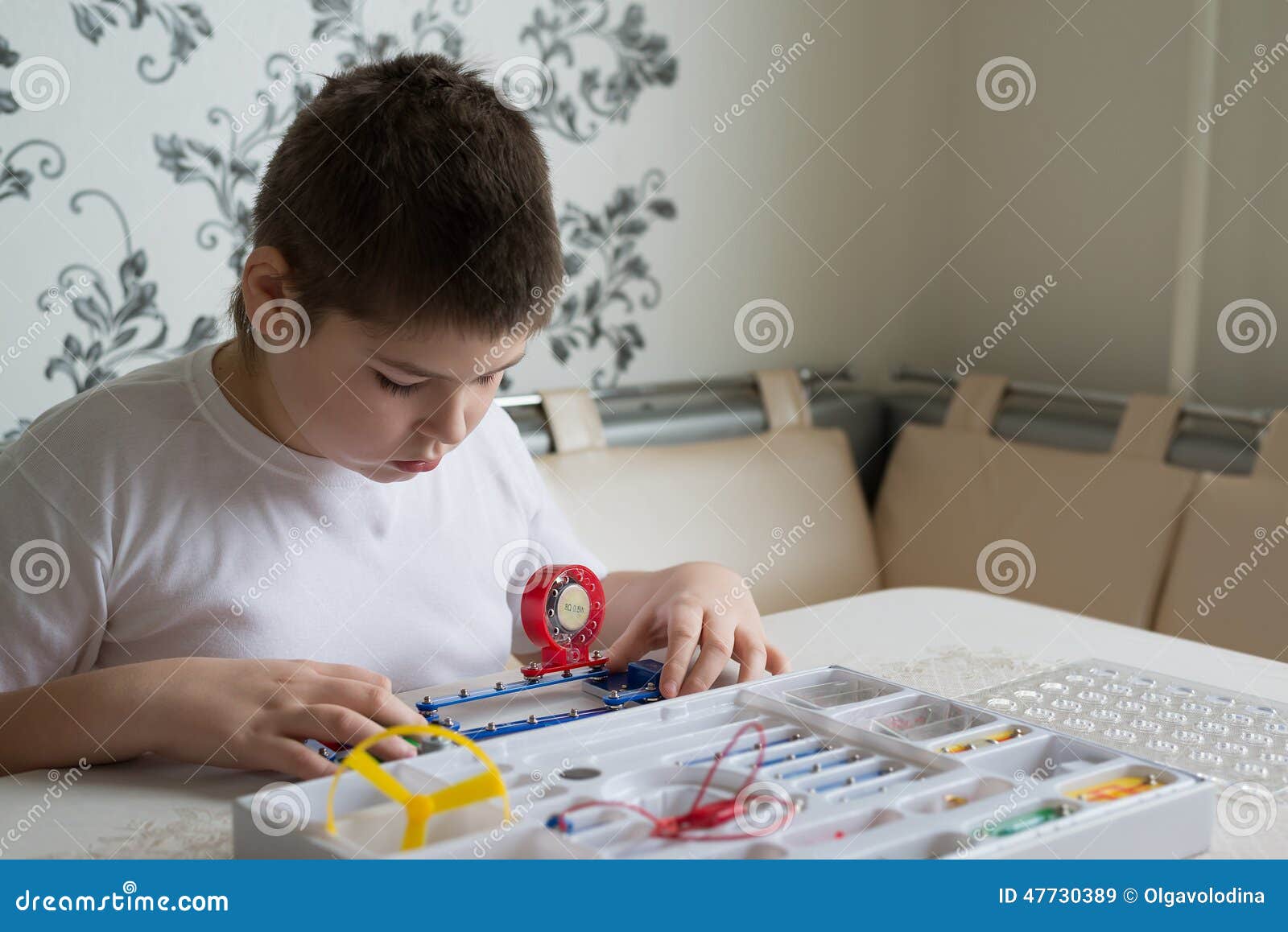 Teen Boy at Home with Electronic Project Stock Image - Image of ...
