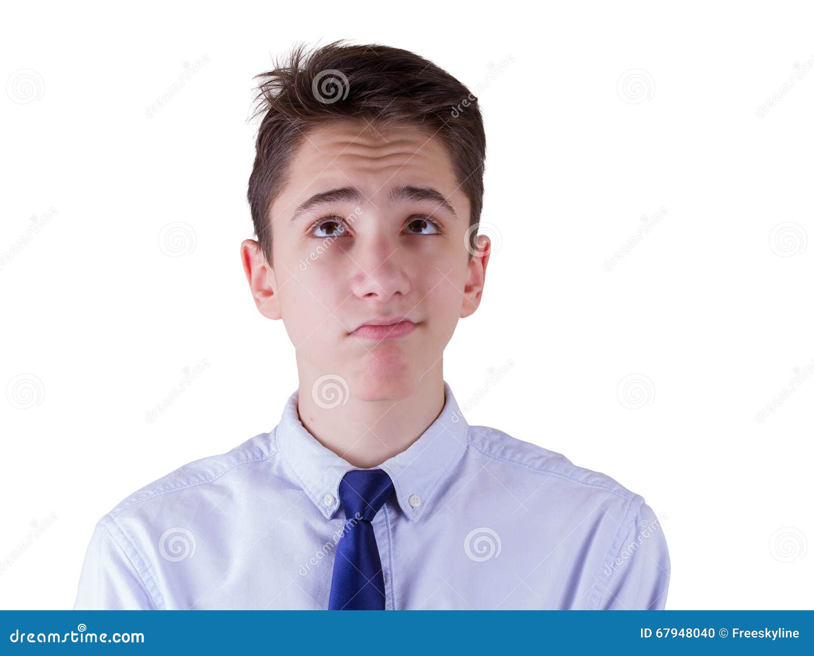 Teen Boy Looking Up. Isolated on White Background. Stock Photo - Image ...