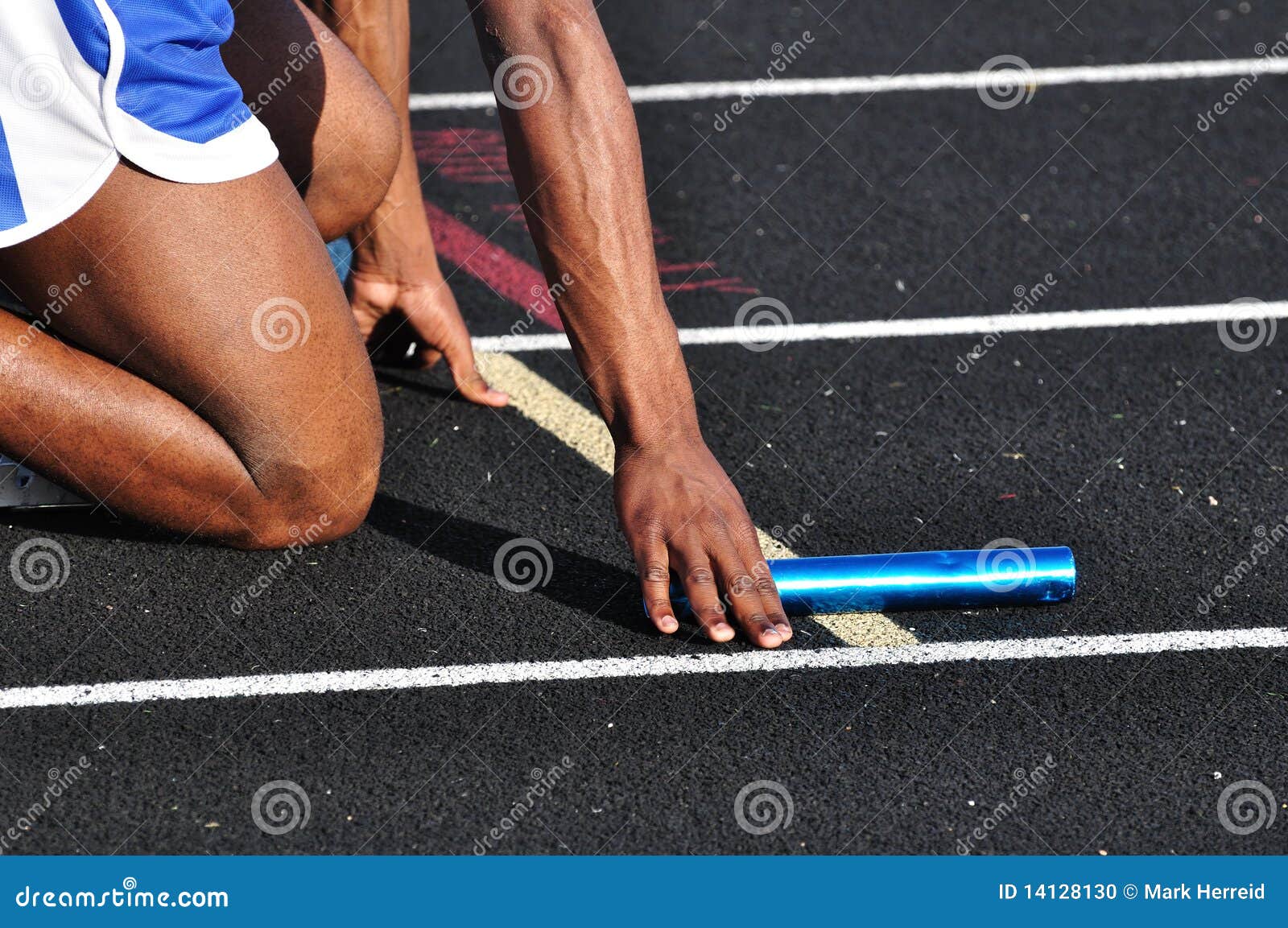 Teen Boy in the Starting Blocks Stock Photo - Image of competition ...