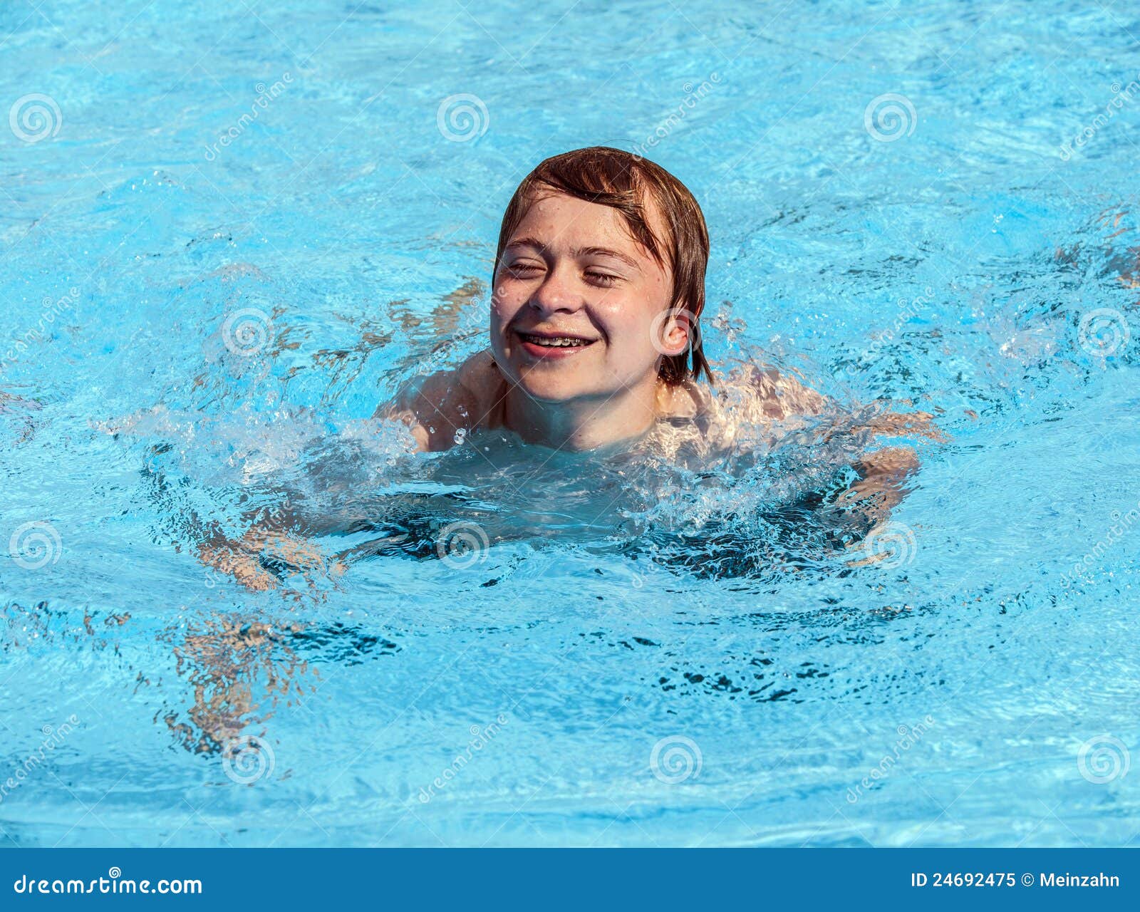 Teen Boy Swimming in the Pool Stock Image - Image of real, lifestyle ...