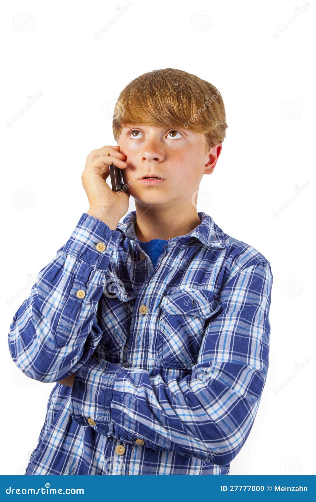 Teen Boy Using His Mobile Phone Stock Image - Image of children, blond ...