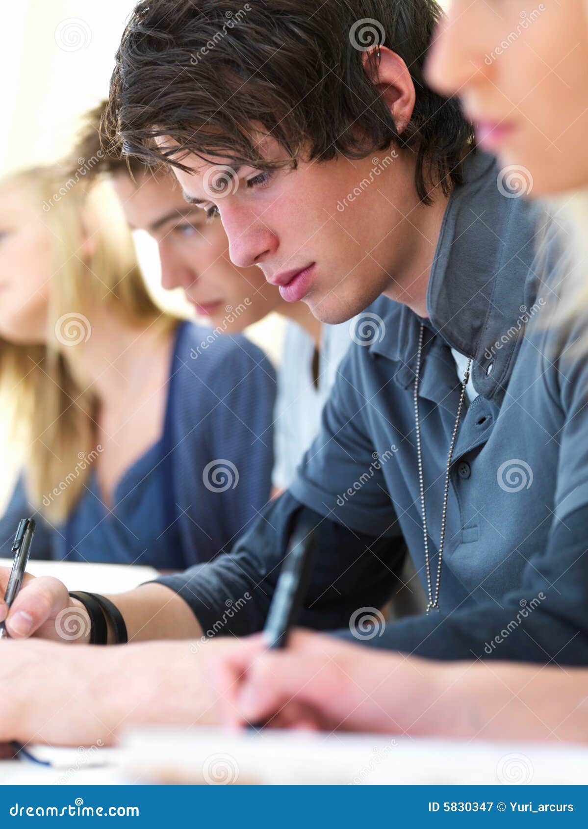 Teen Boys and Girls Writing Notes Stock Image - Image of natural ...