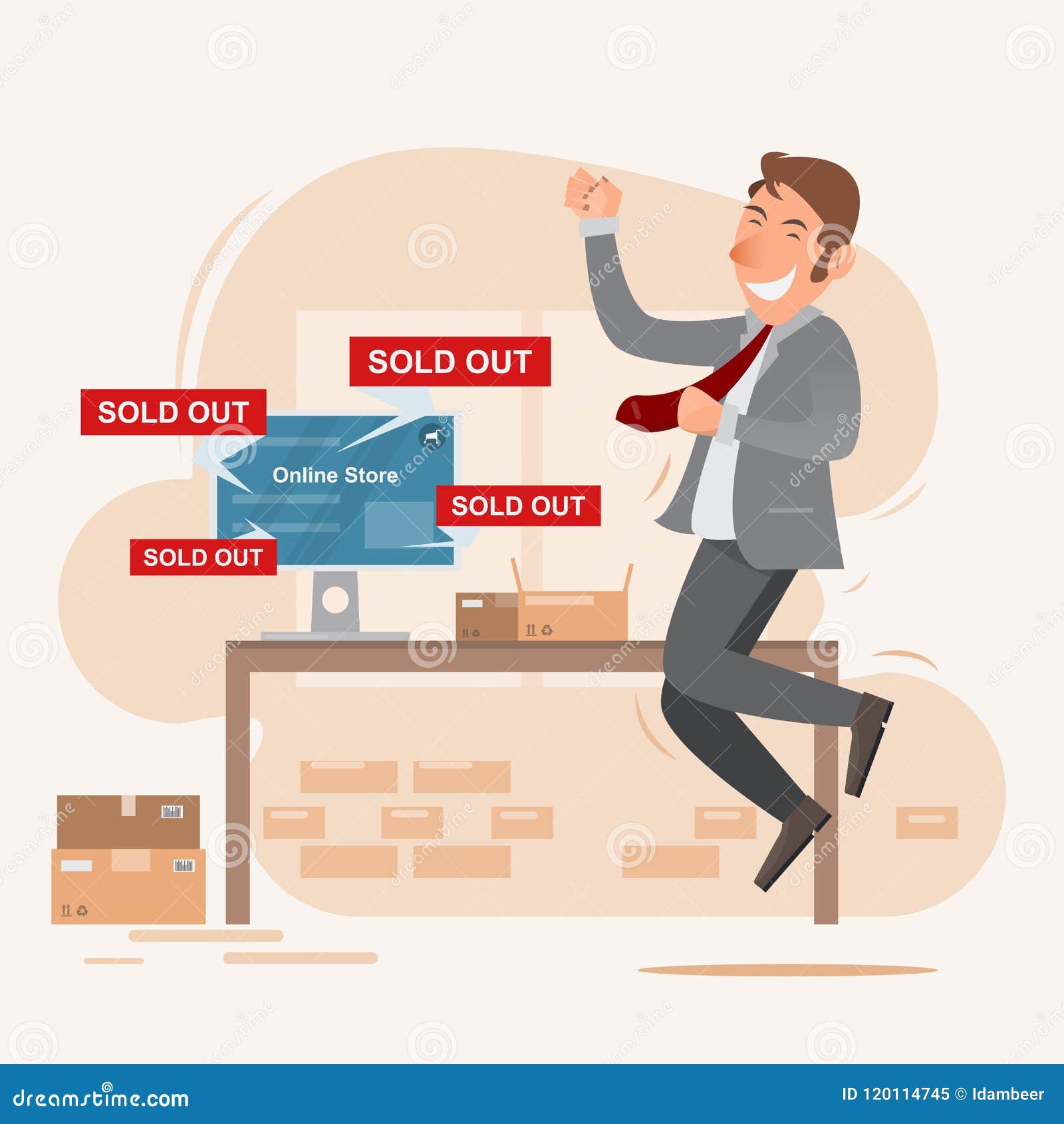 Teen Businessman Happy Smiling Character. Seller with Online Store on ... Teen Businessman Happy Smiling Character. Seller with Online Store on ...