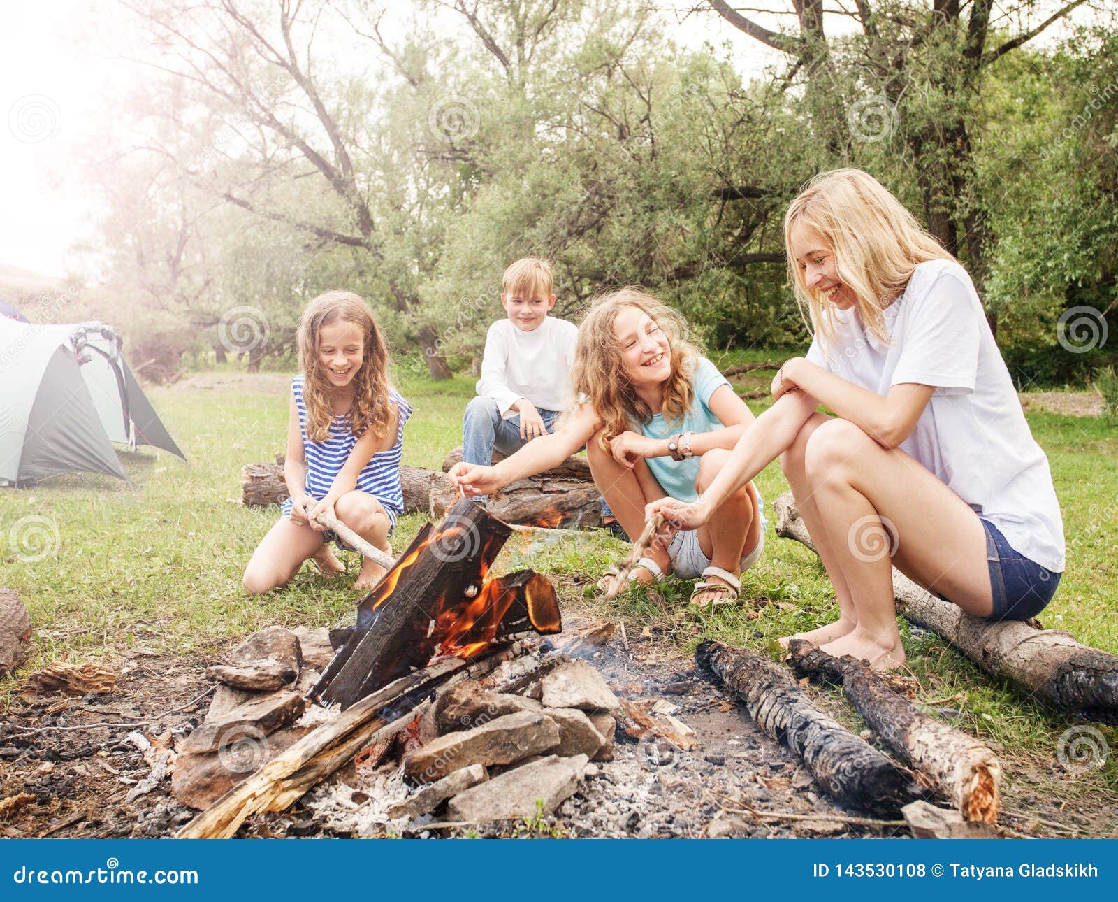 Teen in the Camp by the Fire Stock Photo - Image of outdoor, camp ...