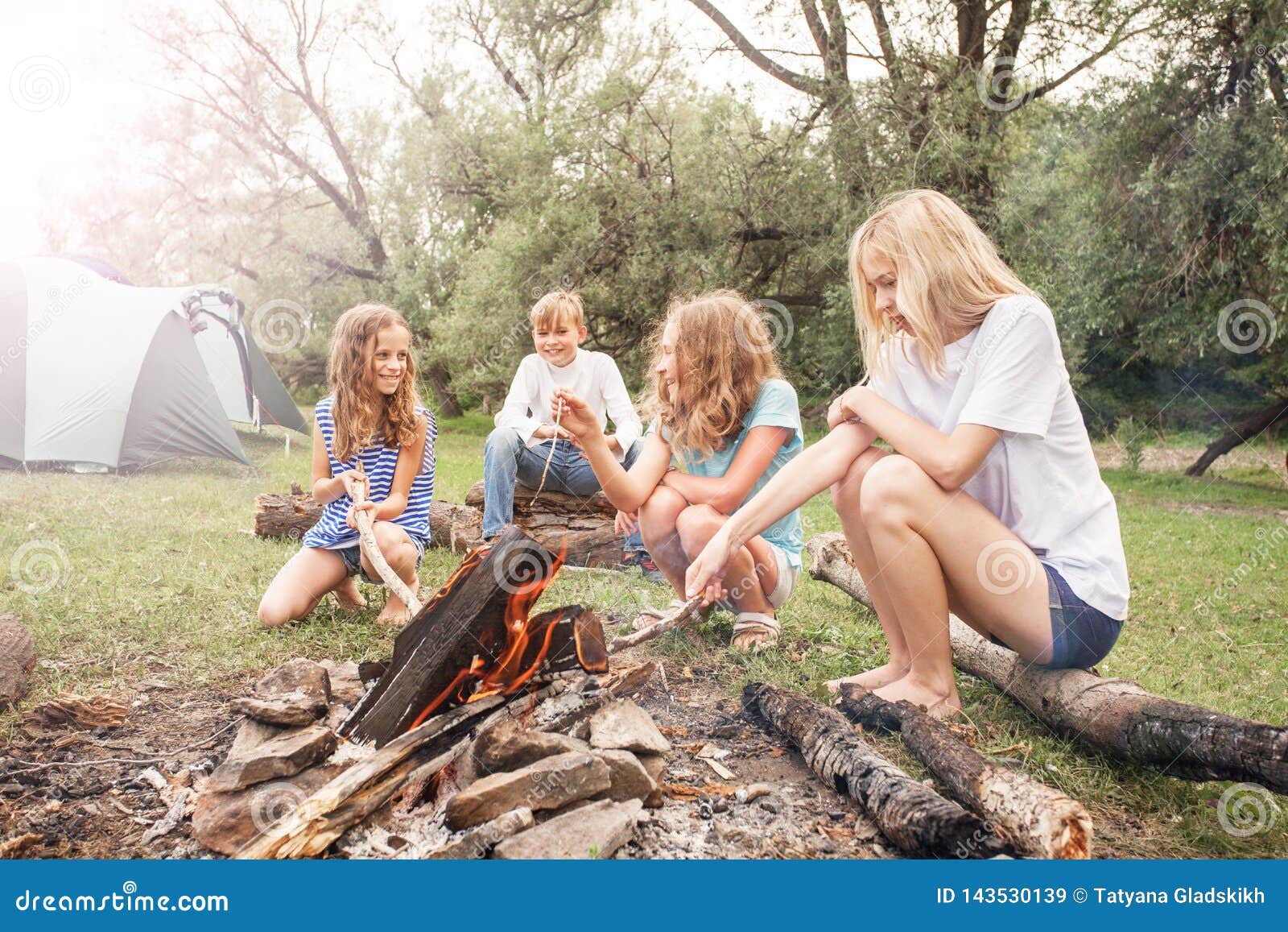 Teen in the Camp by the Fire Stock Image - Image of friendship, child ...