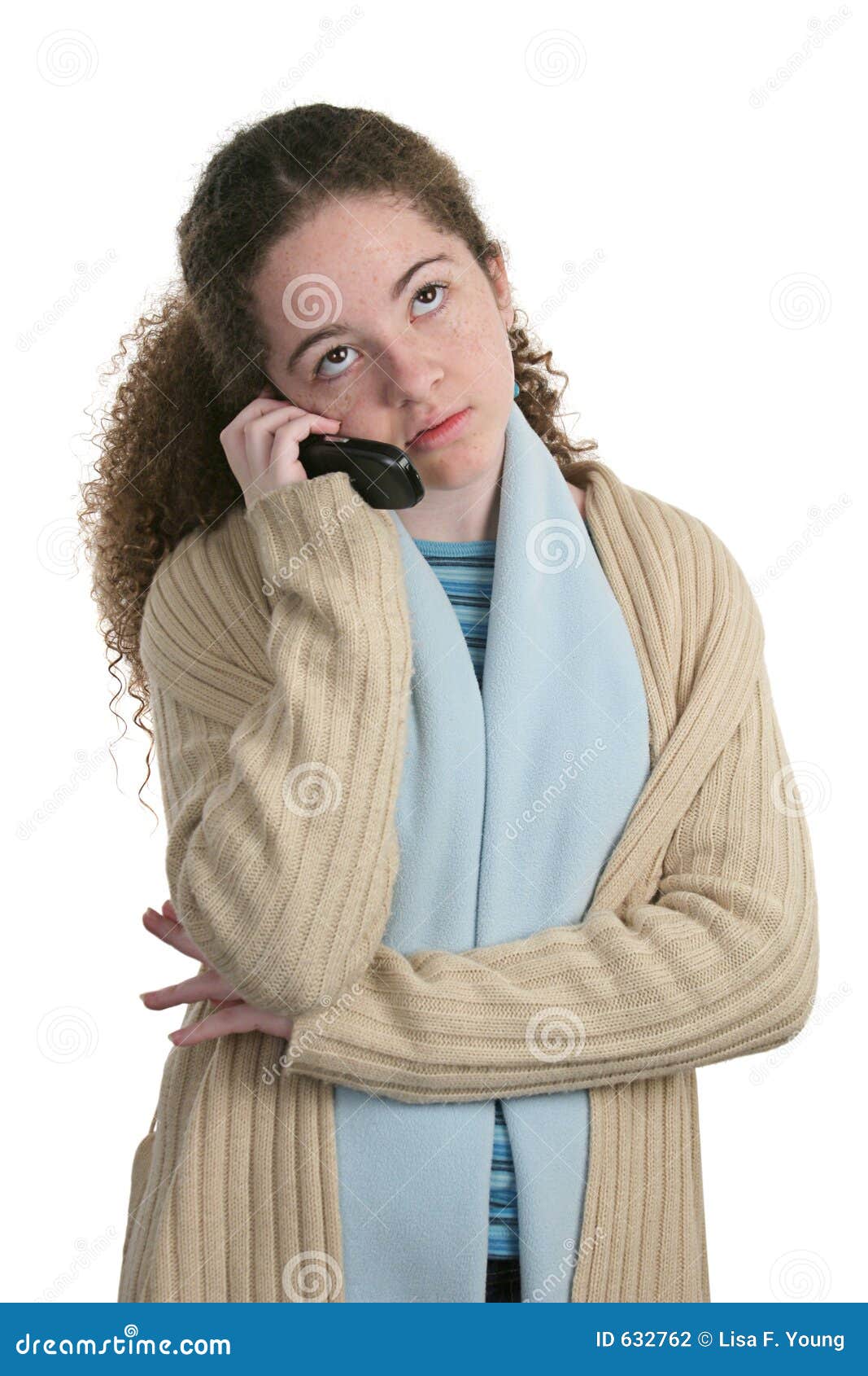 Teen Cell Phone - Bored stock photo. Image of freckles - 632762