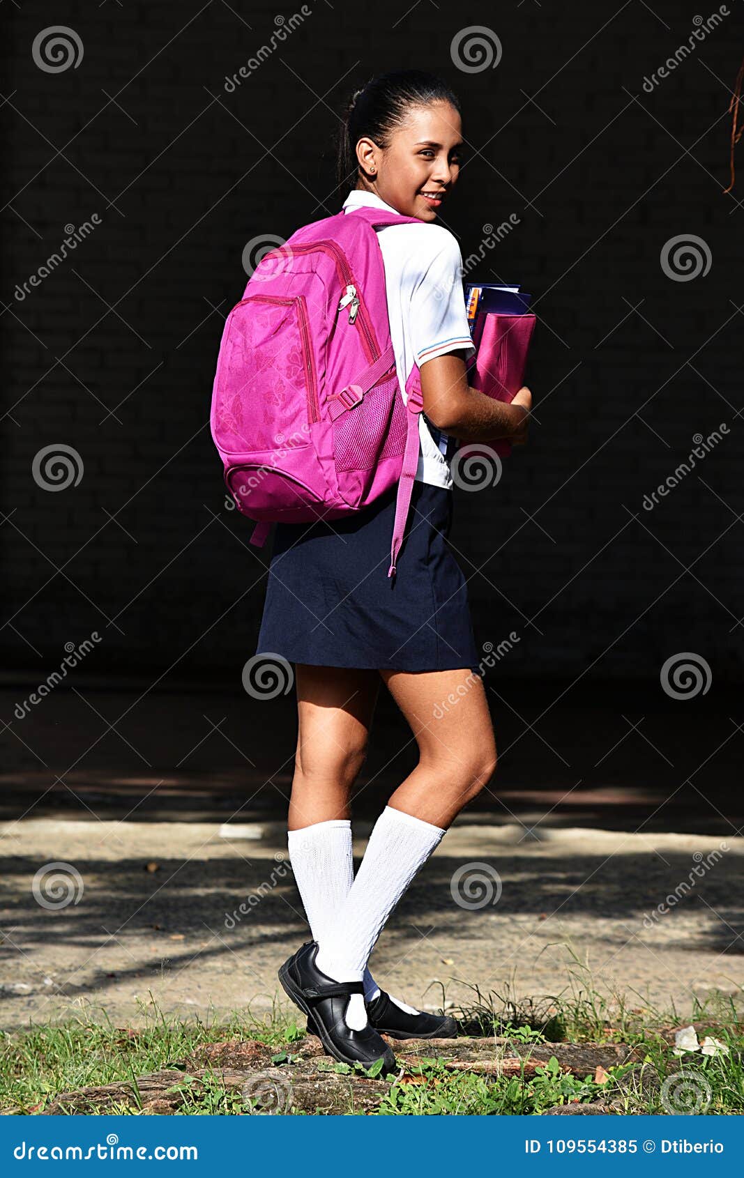 Teen Female Student and Backpack Stock Image - Image of back, pupils ...