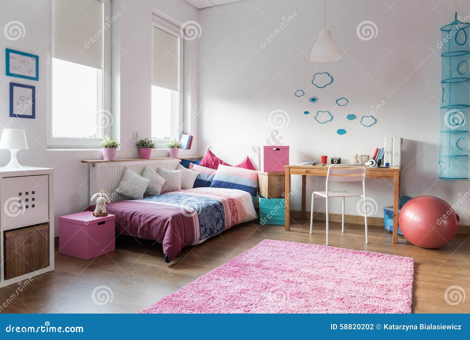 Teen girl bedroom stock photo. Image of study, fitness - 58820202