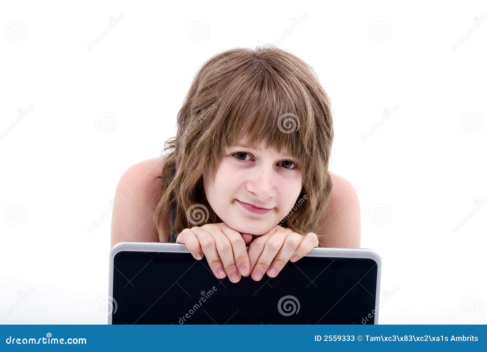 Teen girl with computer stock image. Image of teen, woman - 2559333