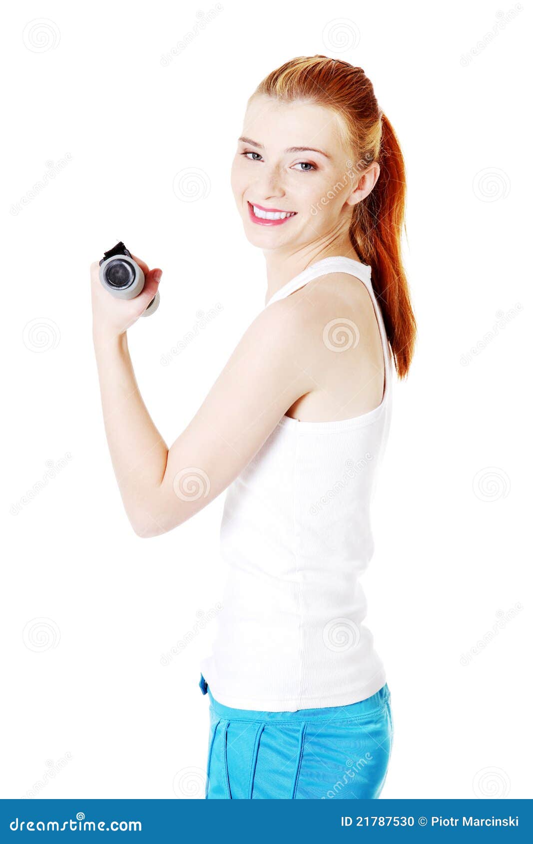 Teen girl doing exercises. stock photo. Image of muscles - 21787530