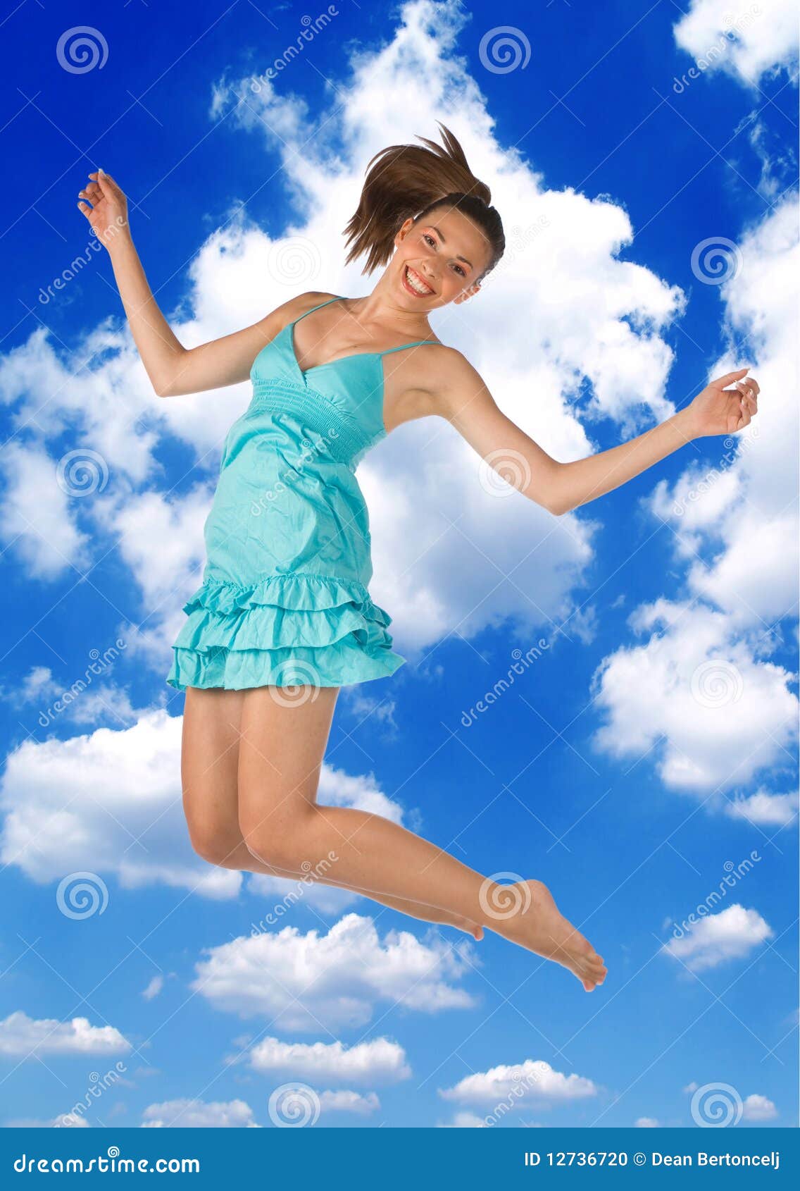 Teen girl jumping stock photo. Image of female, girl - 12736720