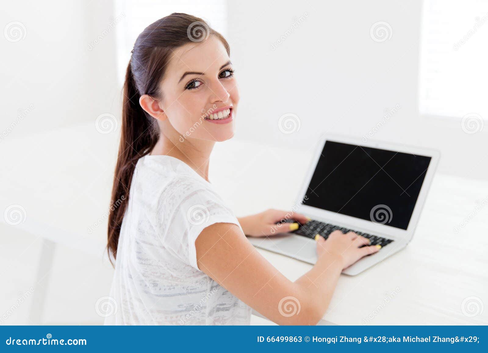 Teen girl laptop computer stock image. Image of computer - 66499863