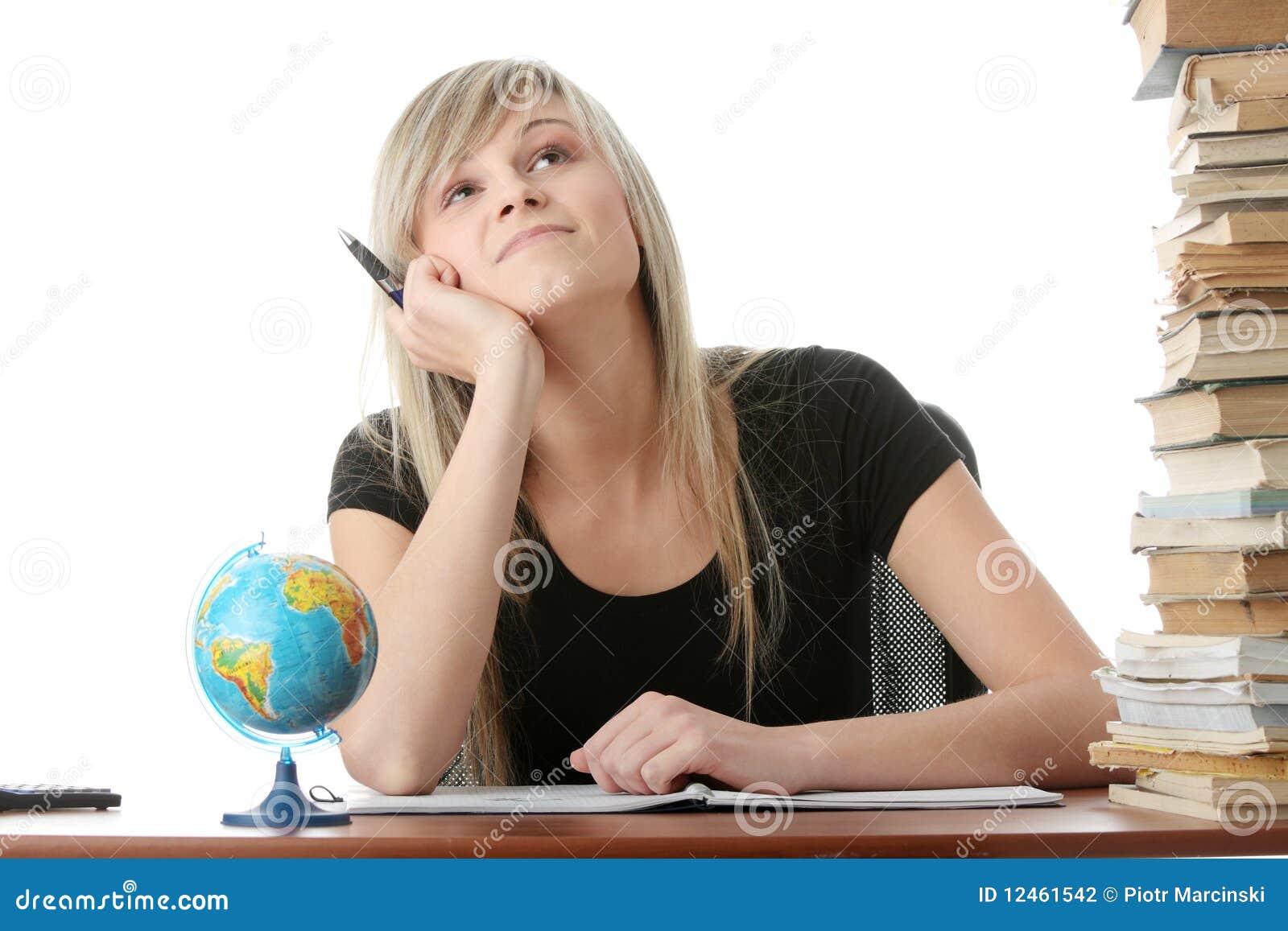 Teen girl learning stock photo. Image of reading, person - 12461542