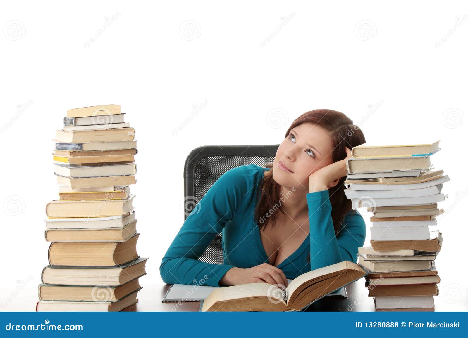 Teen girl learning stock photo. Image of college, person - 13280888