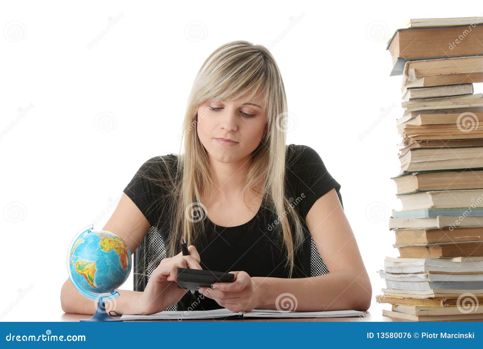 Teen girl learning stock photo. Image of book, isolated - 13580076