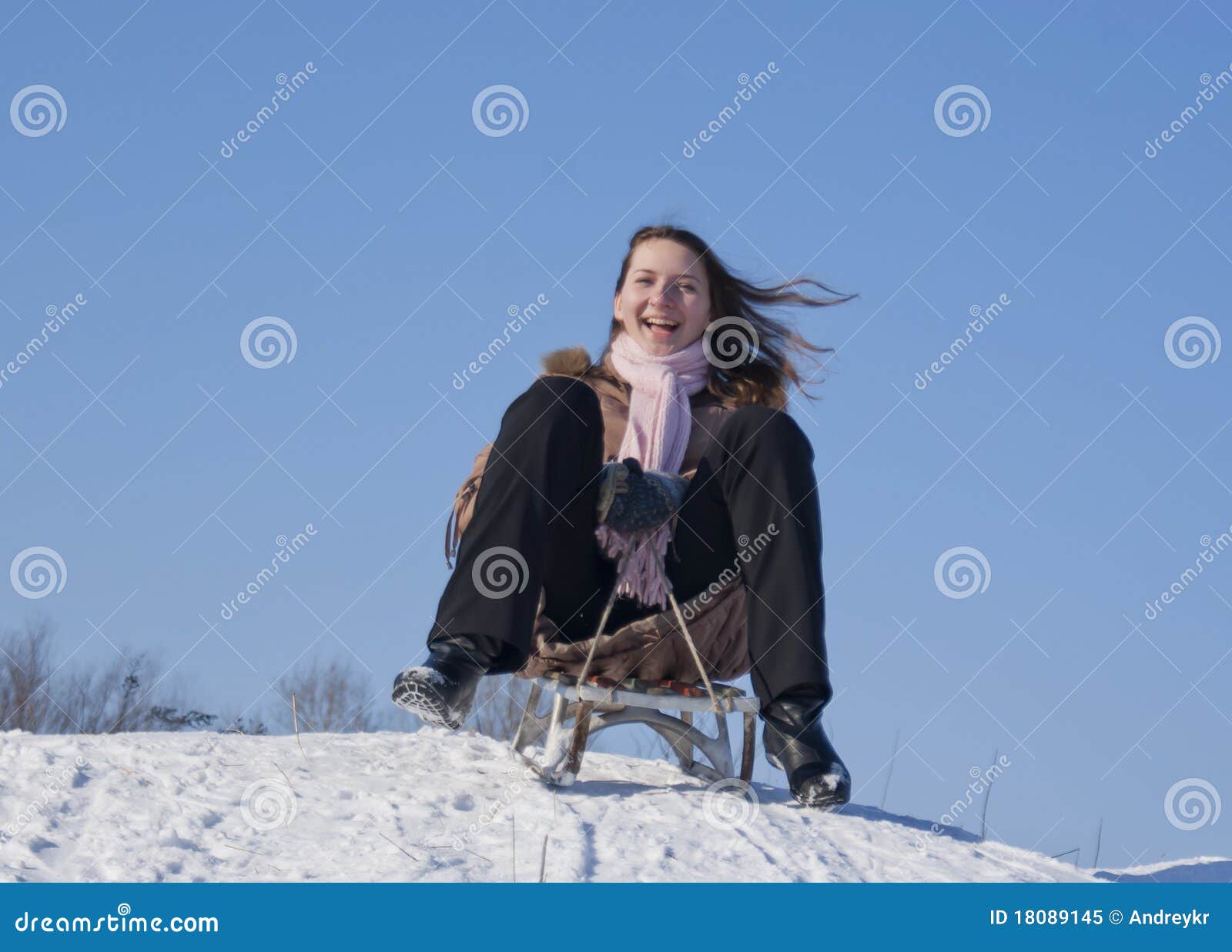 Teen girl sledding stock image. Image of cheerful, girls - 18089145