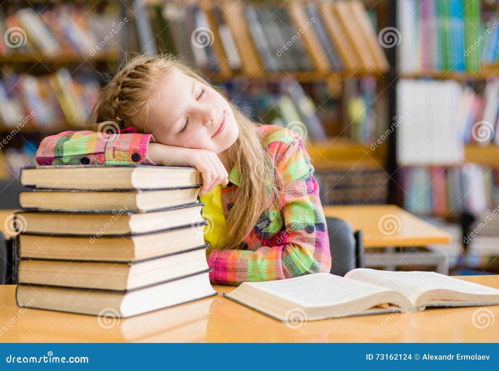 Teen girl sleep in library stock photo. Image of class - 73162124
