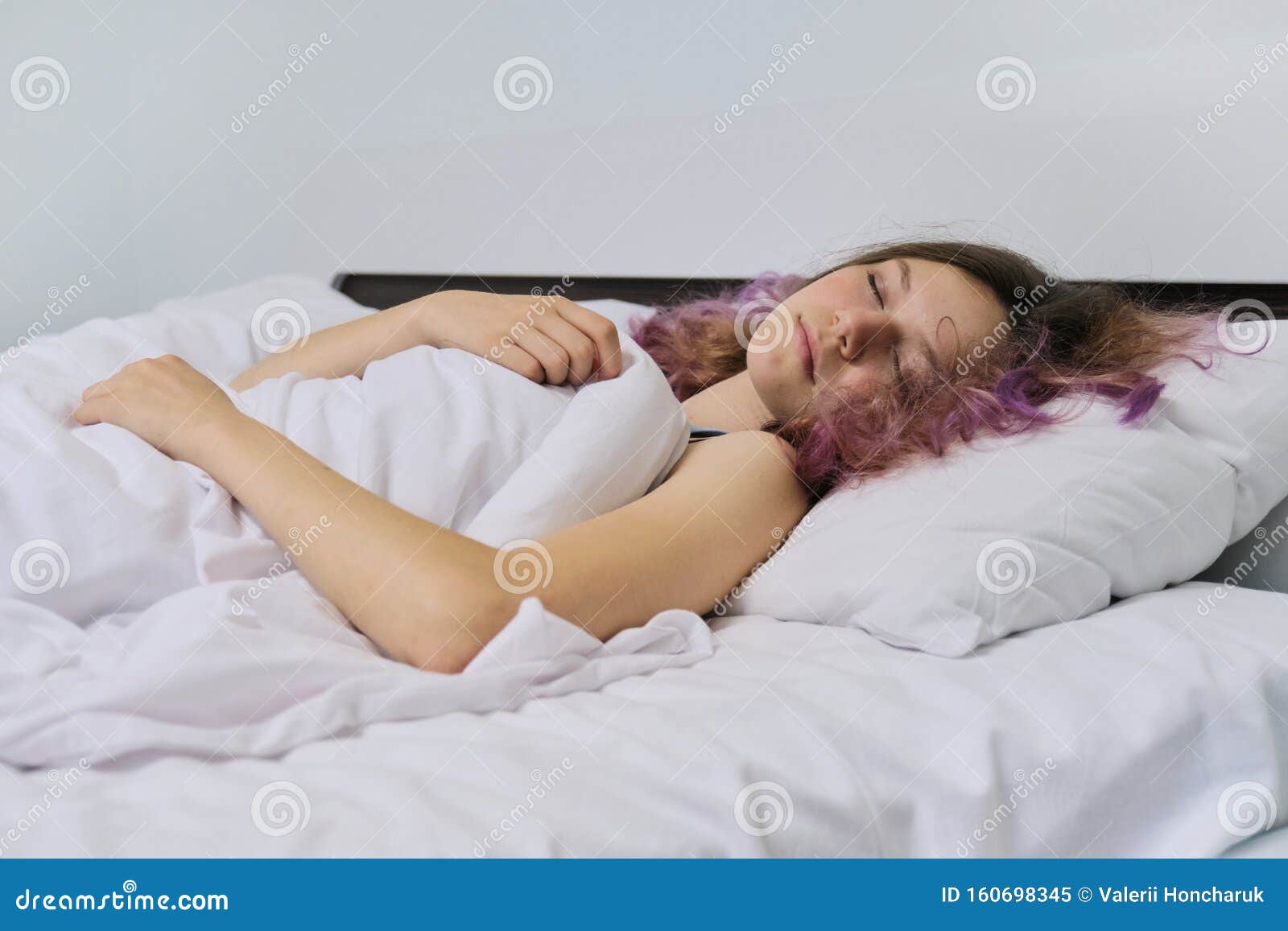 Teen Girl Sleeping At Home In Bed Stock Image Image Of Lying Female