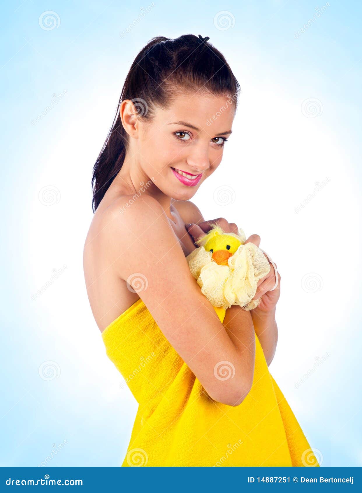 Teen girl with sponge stock image. Image of fashion, happy - 14887251